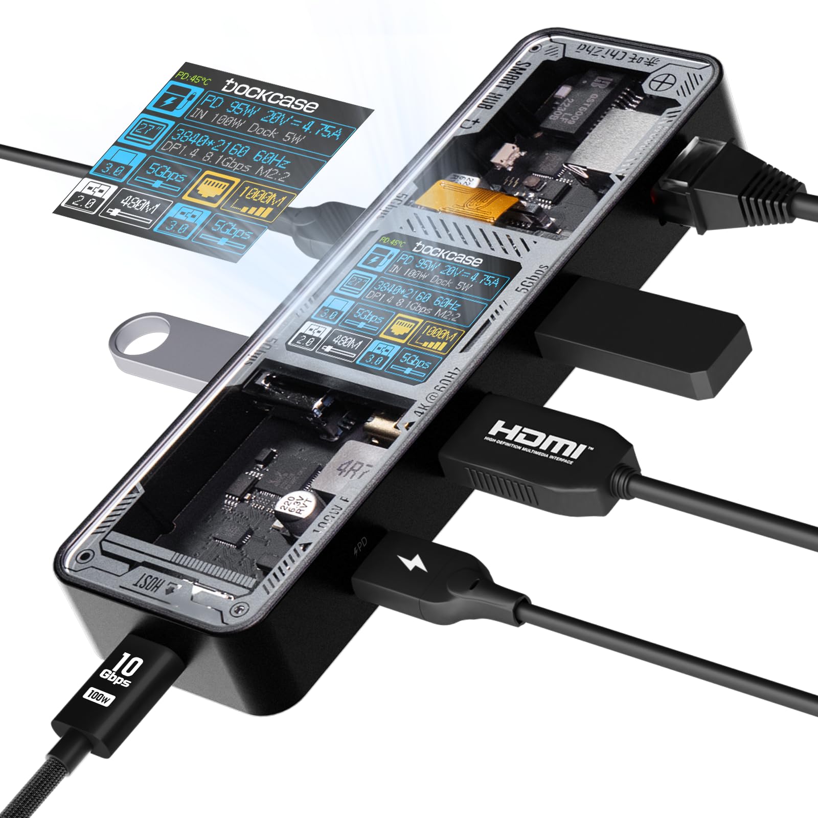 DOCKCASE Explorer Edition Smart USB Hub 6-in-1, 1 Gigabit Ethernet port ...
