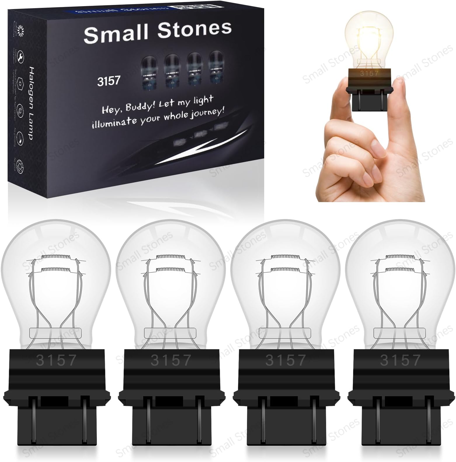 Amazon.com: Small Stones 4PCS 12V P27/7W 3157 3457 Long Life Miniature ...