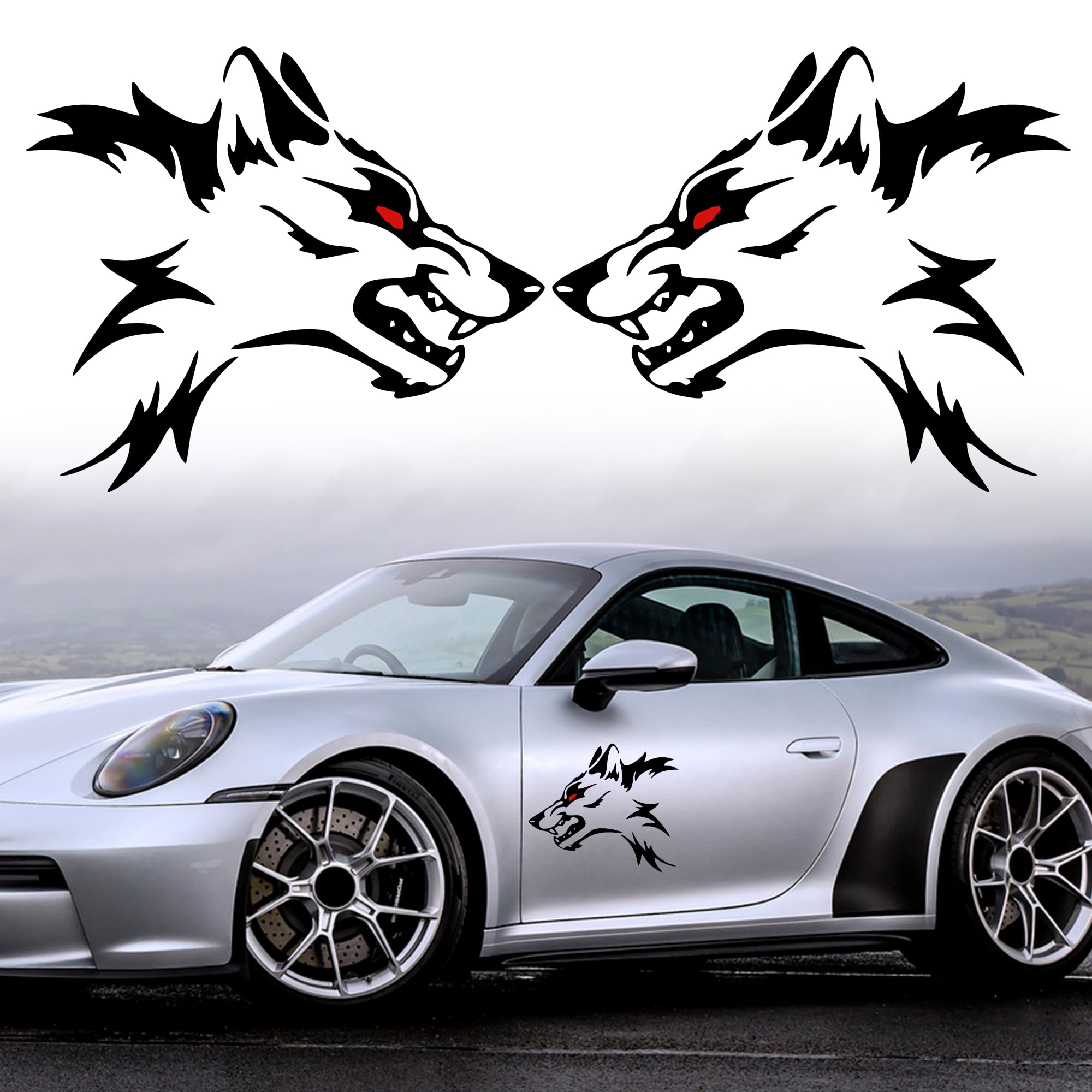 Amazon.com - TOMALL 2Pcs Wolf Graphics for Car Body Side Door Stickers ...