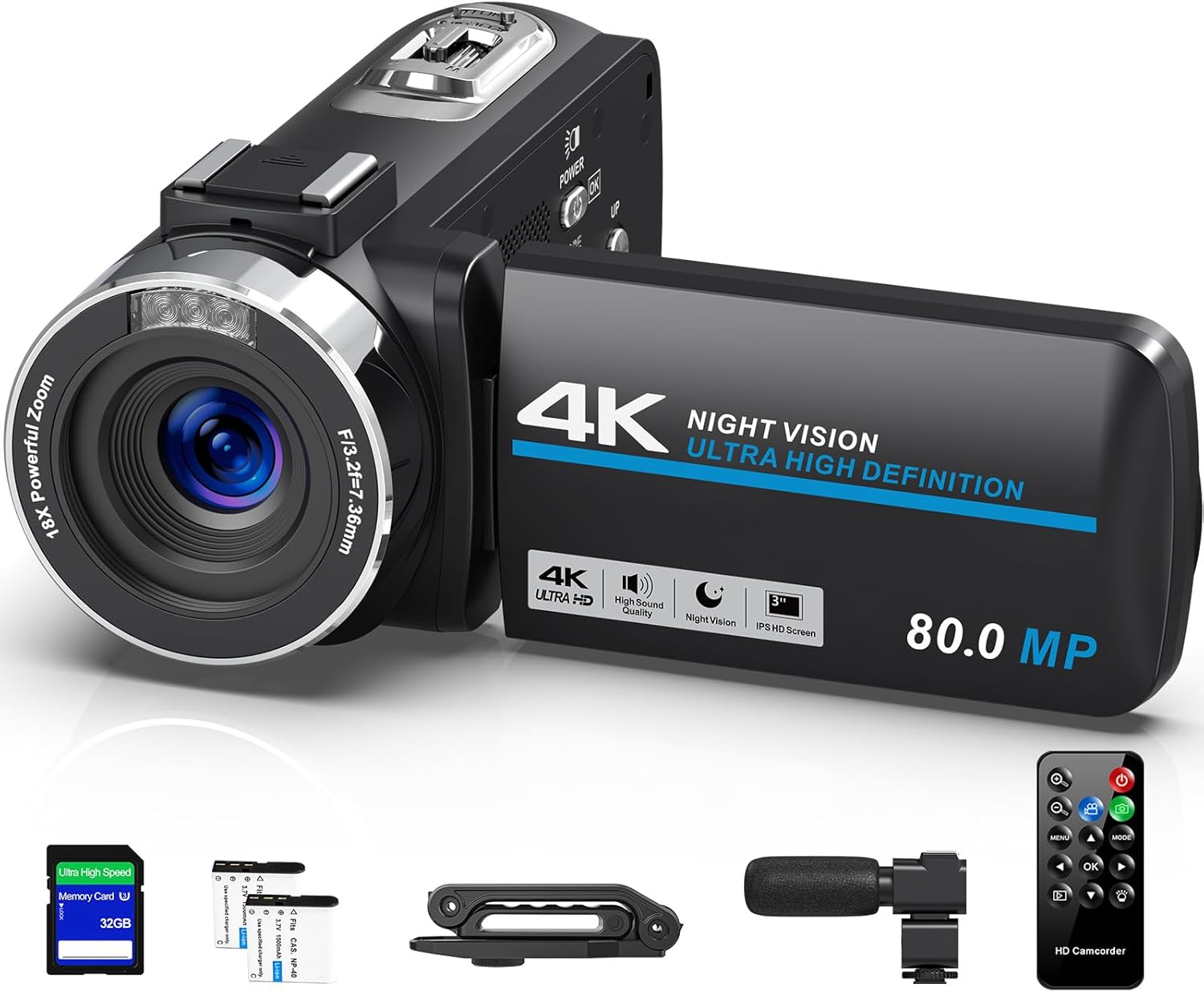 Amazon.com : THPACIP Camcorder Video Camera 4K Ultra HD 80MP Vlogging ...