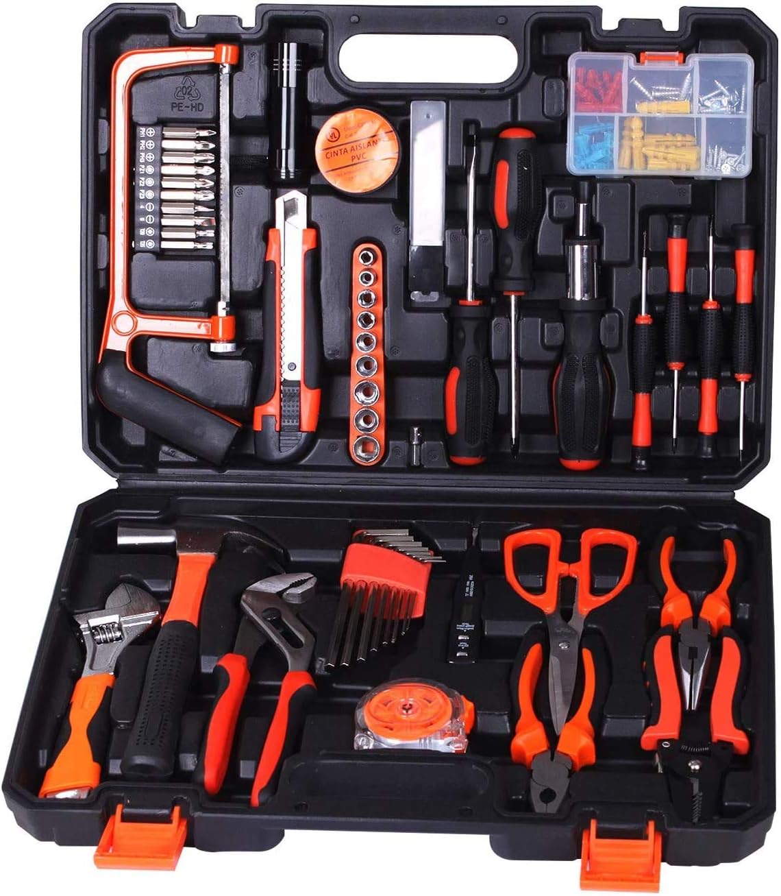 Birtech Tool Kit 102 Pieces Home Repair Kit Tool Set with Plastic Tool ...