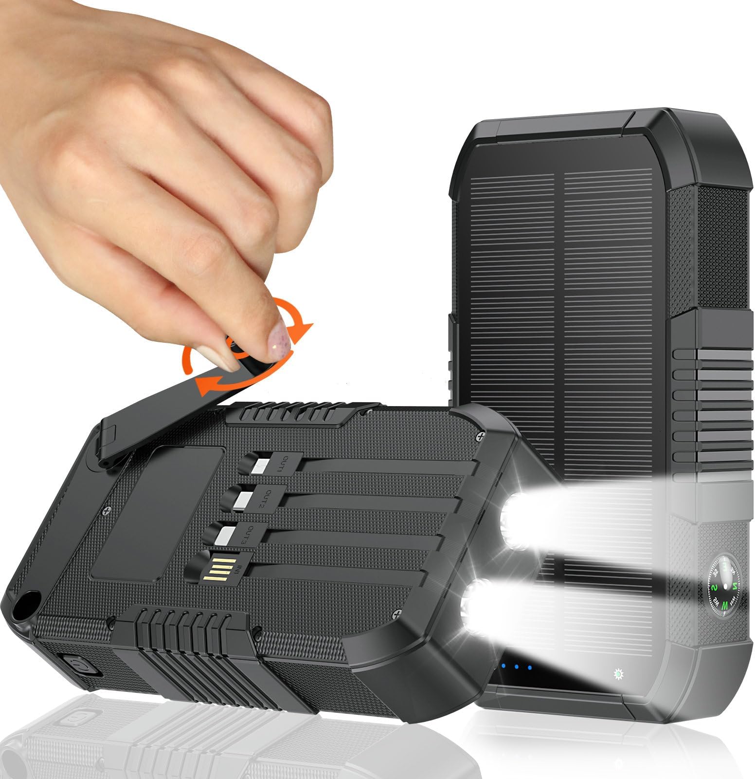 Amazon.com: kigoker Solar Power Bank 66800mAh Built in Hand Crank and 4 ...