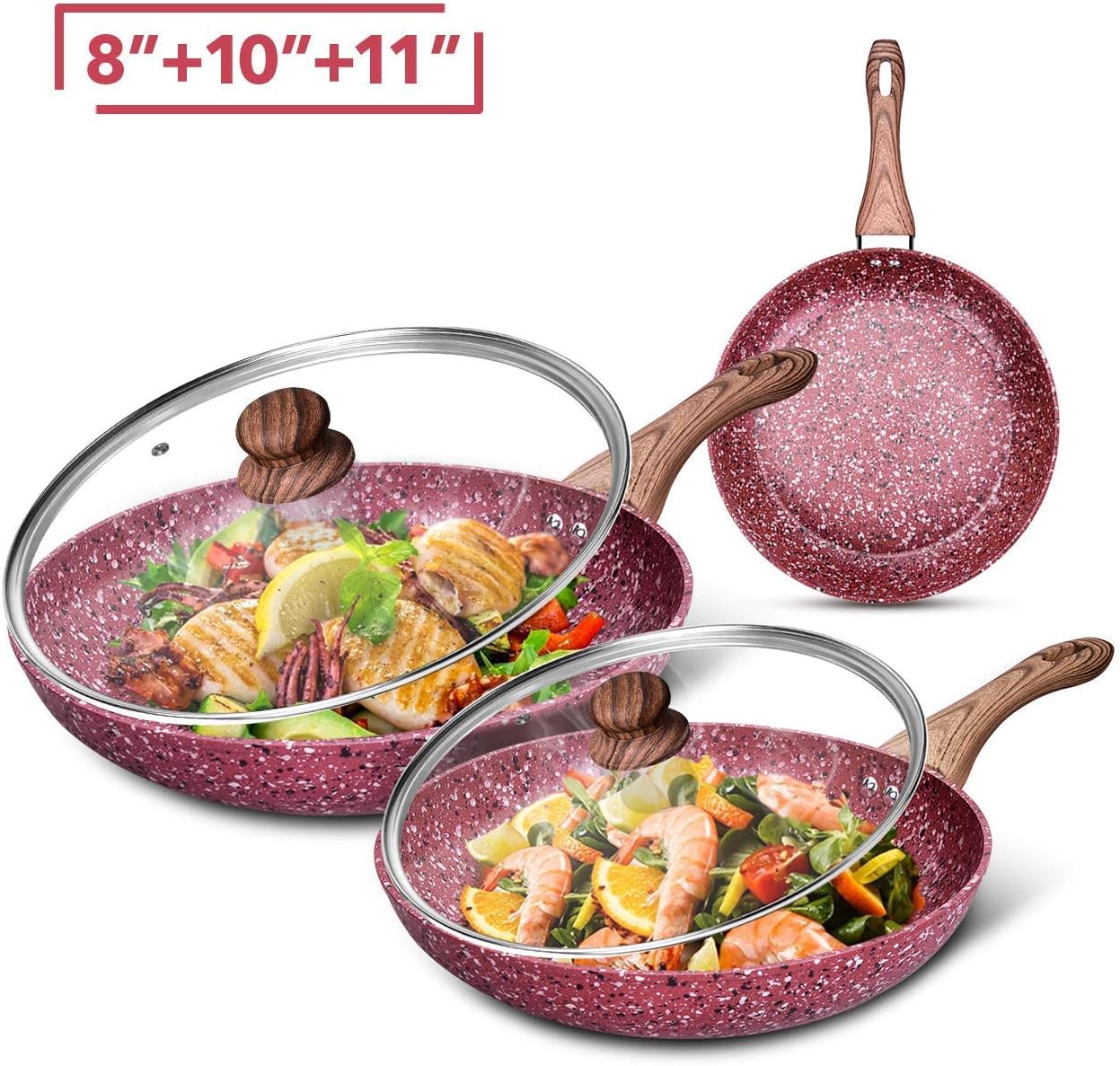 Amazon.com: KOCH SYSTEME CS 8" + 10" + 11" Stone Earth Nonstick Frying ...