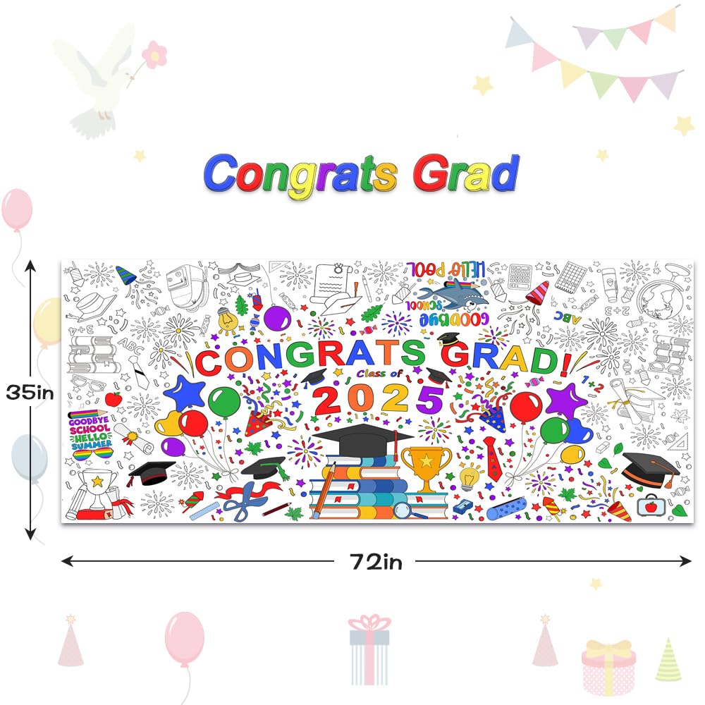 SPERINGEEN Kindergarten Graduation Coloring Tablecloth/Poster for Party ...