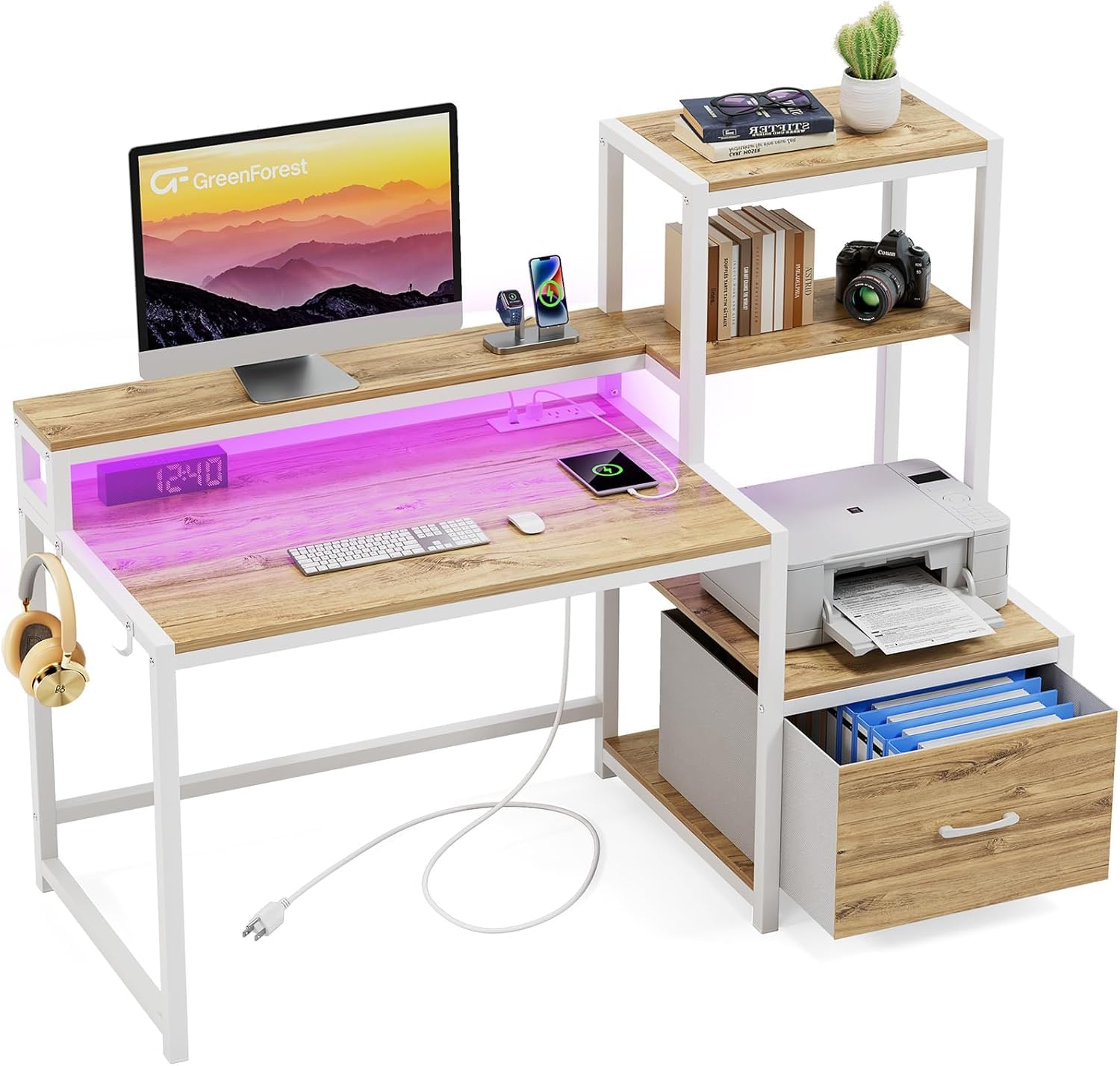 Amazon.com: GreenForest Folding Desk & Computer Desk Combo : Home & Kitchen