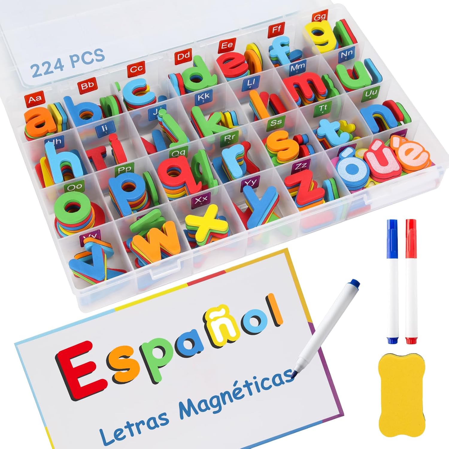 Juego de Letras Magnéticas en Español, Alfabeto Magnético de 224 Piezas ...