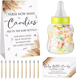 62 Pcs Baby Shower Games Guess How Many Candies Are in the Jar Game Sign 50 Small Guessing Games ...
