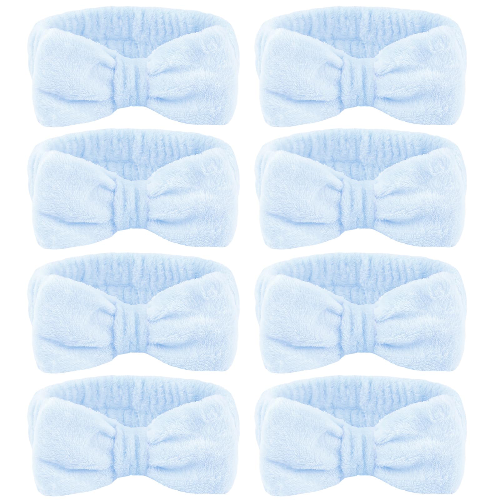 Amazon.com : Ondder 8 Pcs Blue Spa Headband Makeup Headband Fuzzy ...