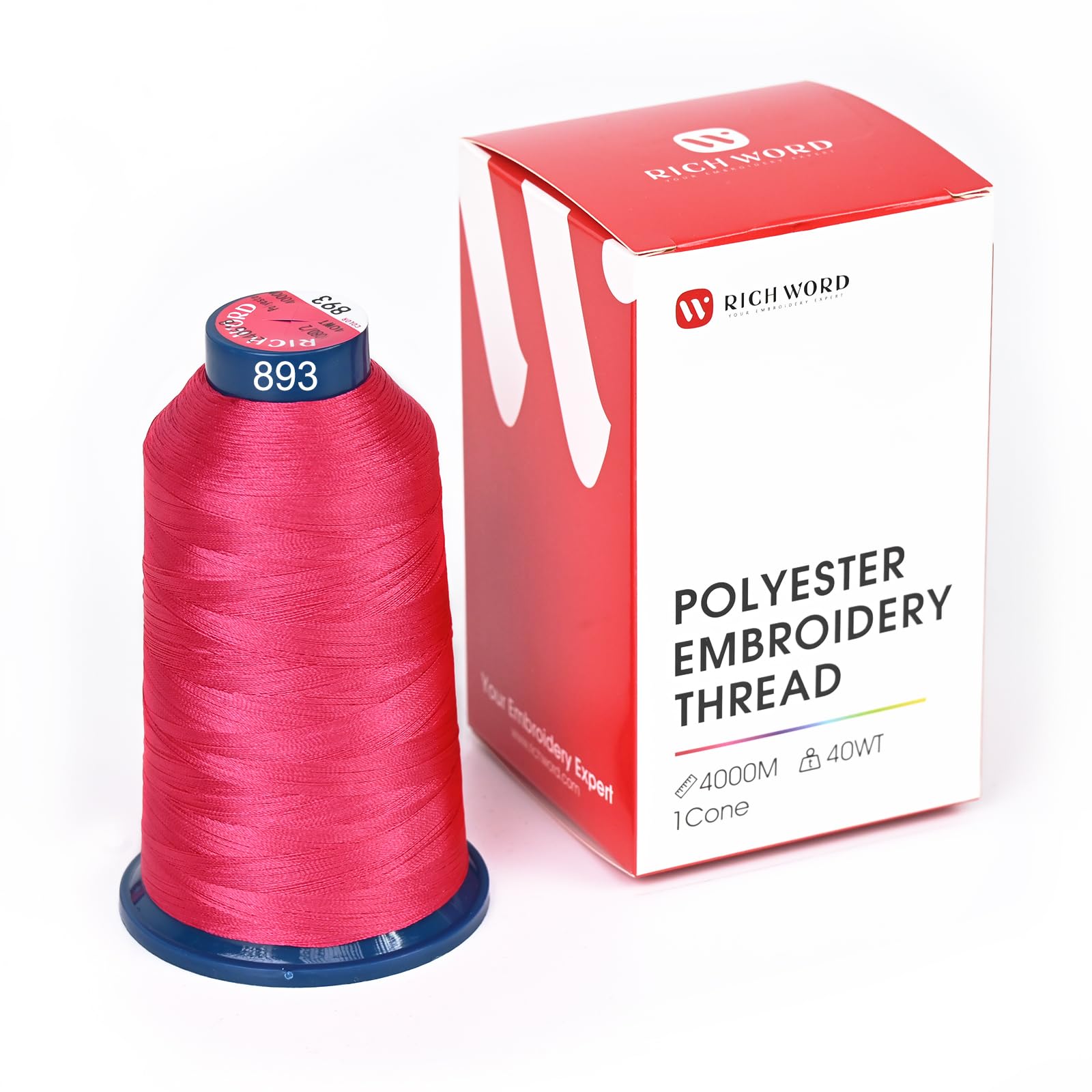Amazon.com: Richword Red Embroidery Thread 4000M(4374Y) 40WT Polyester ...