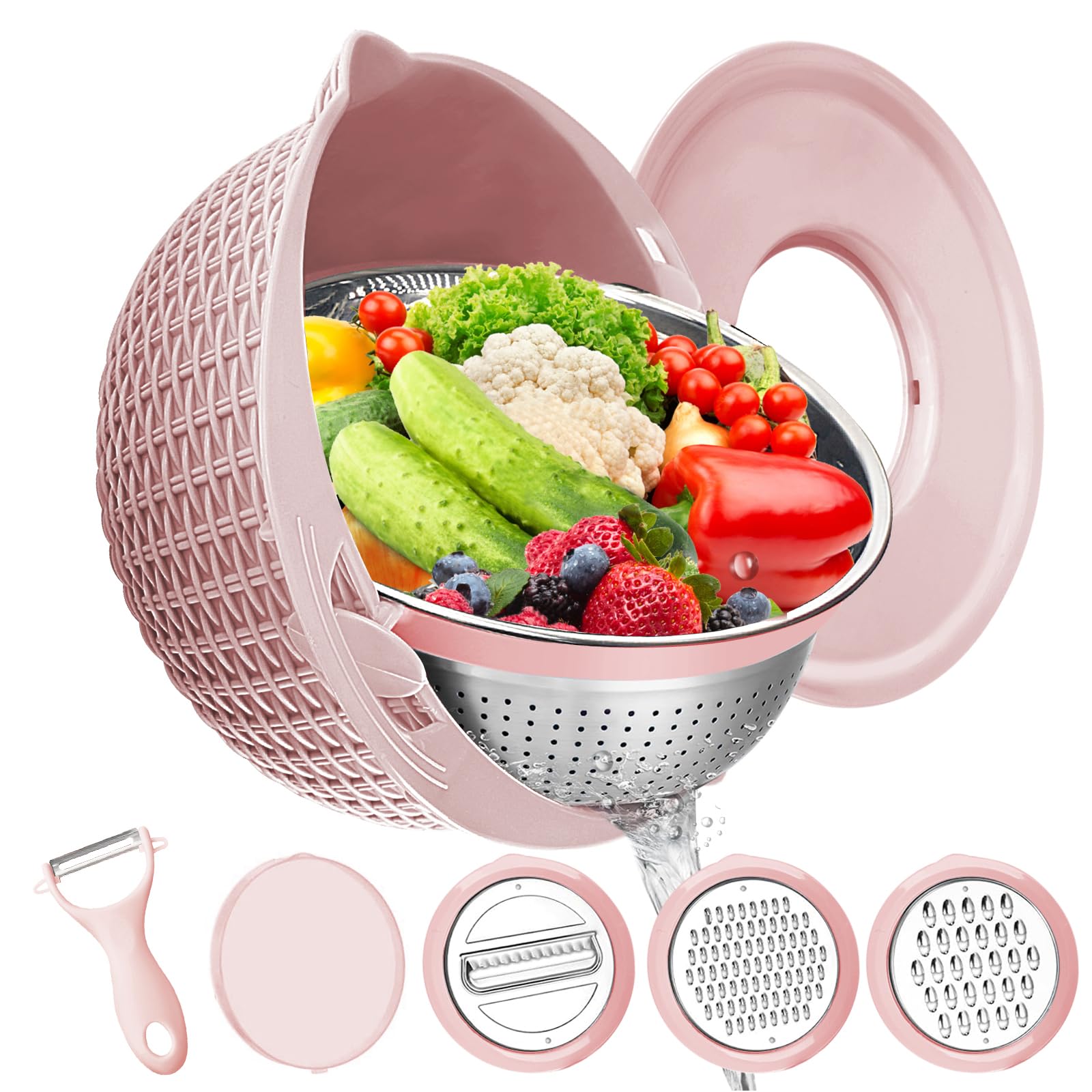 Amazon.com: 4-1 Colander with Mixing Bowl Set, PIYIENR Food Strainers ...
