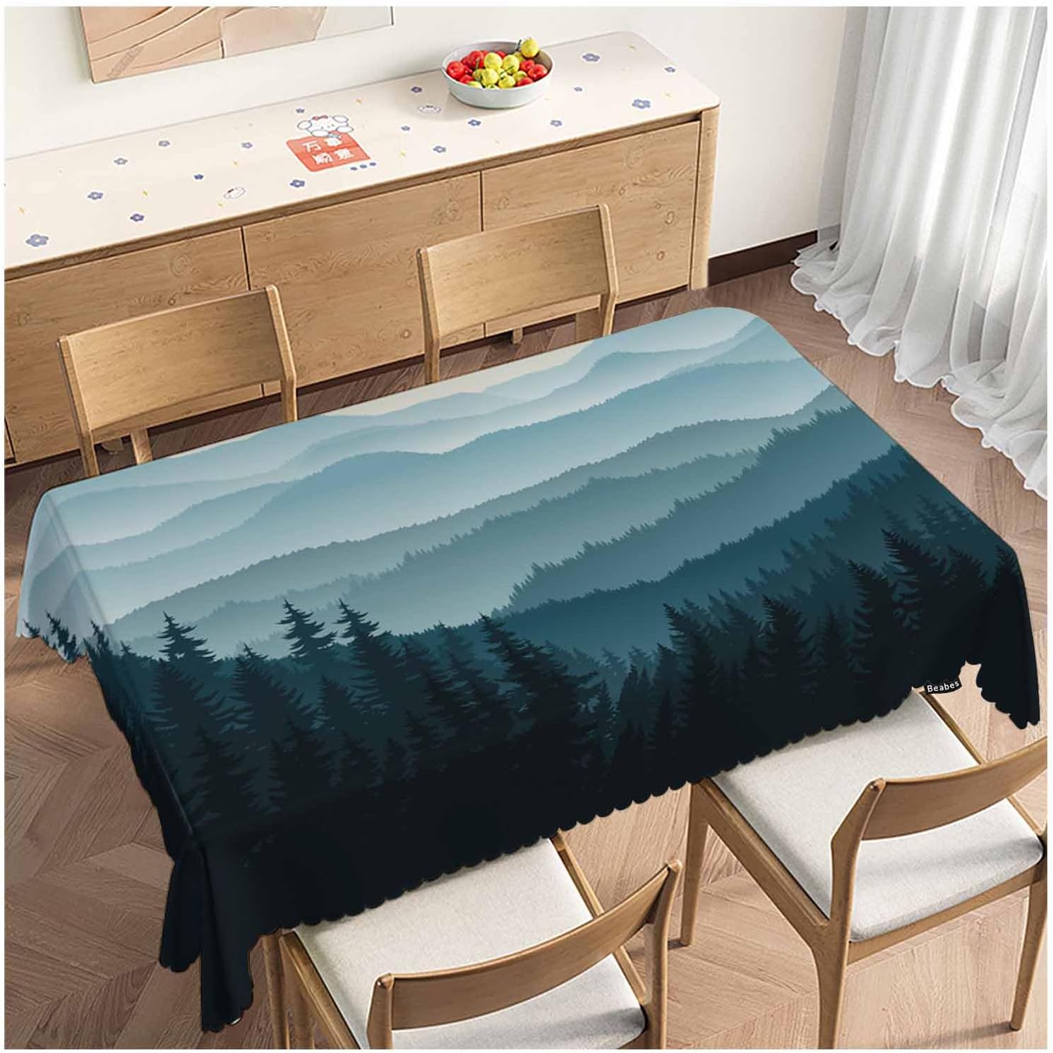 Amazon.com: Beabes Mountain Forest Decorative Table Cover for Kitchen ...