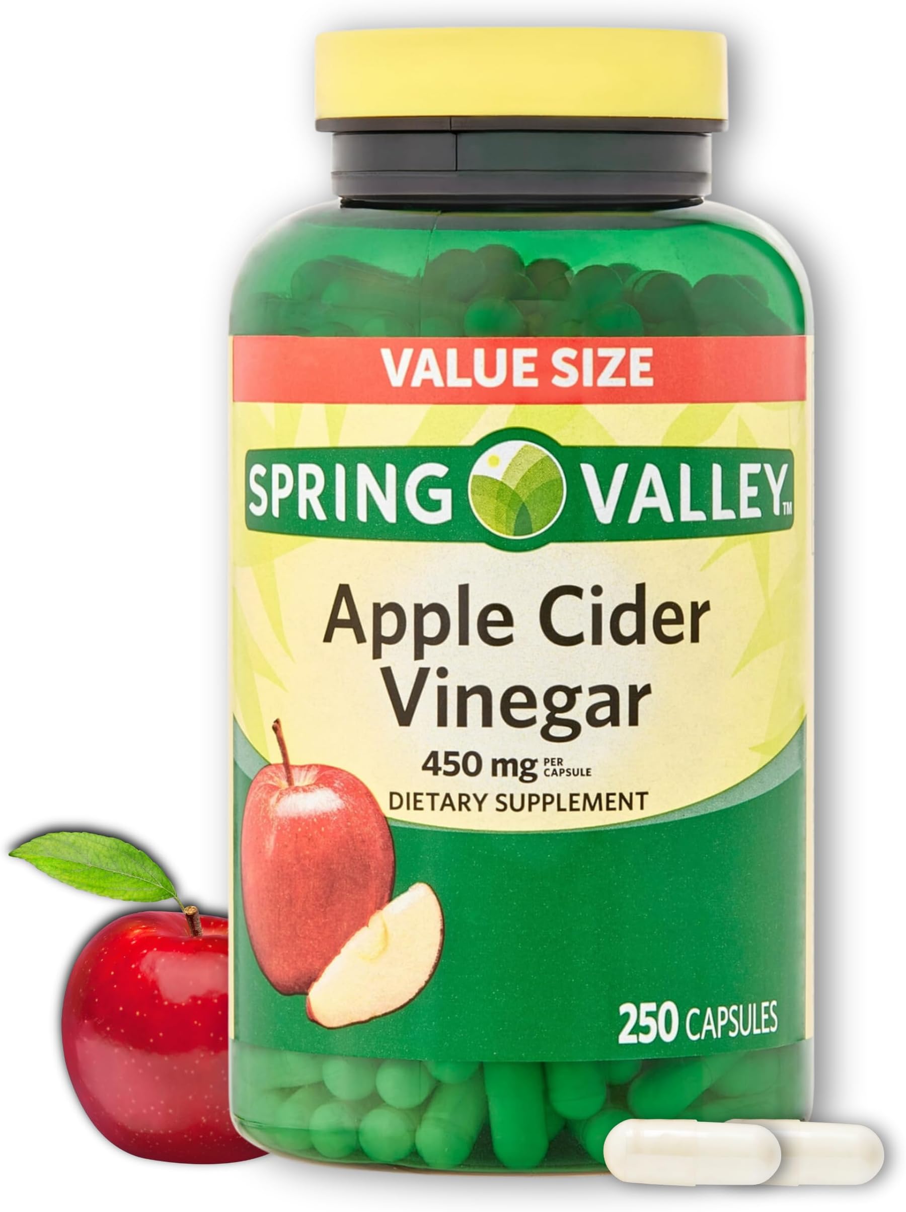 Amazon.com: Spring Valley Apple Cider Vinegar Capsules- 450 mg 250 Ct ...