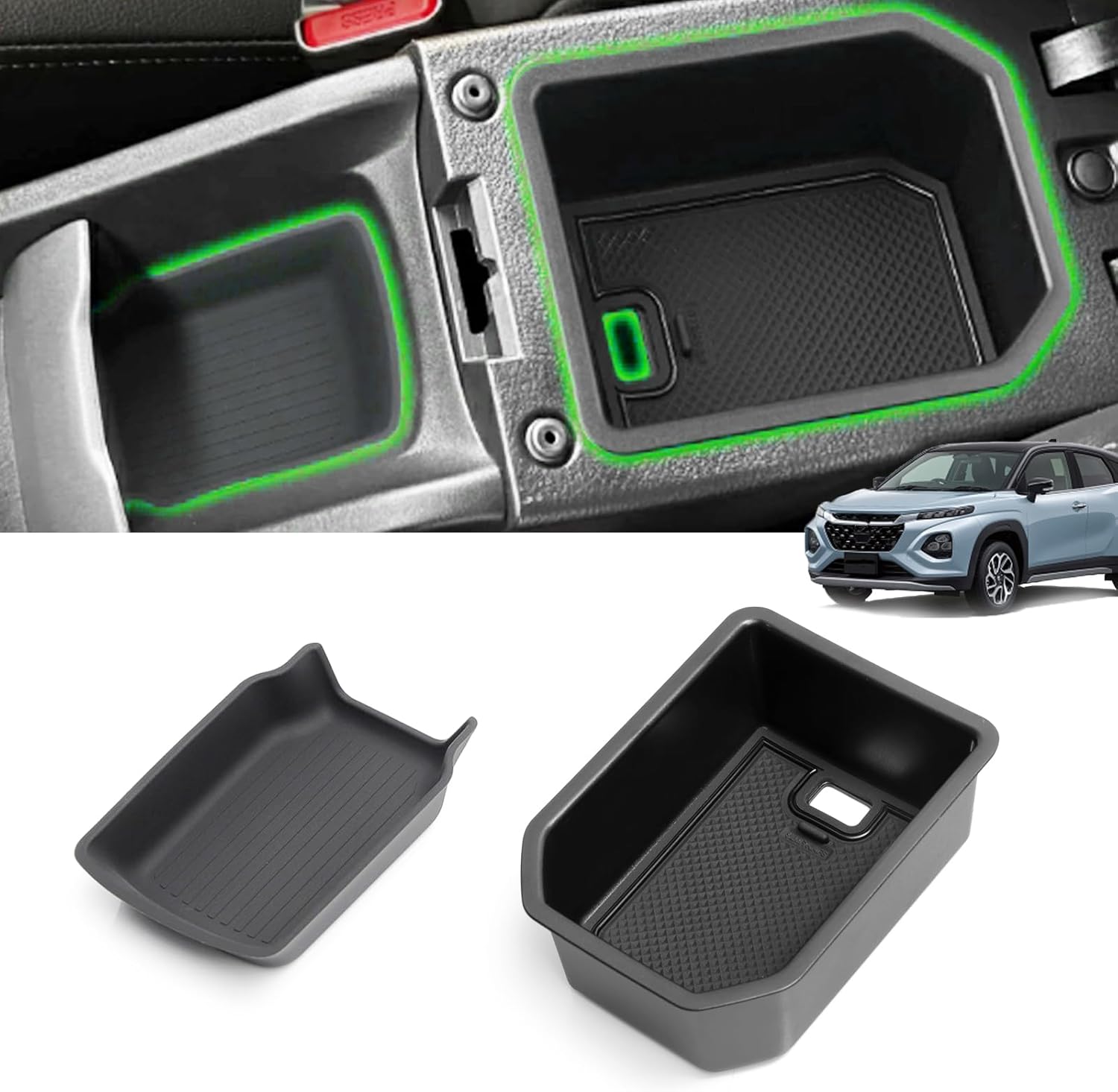 Amazon.co.jp: Temiry スズキ専用 フロンクス コンソールボックス FRONX センターコンソールトレイマット WEB3S型 小物入れ 収納ボックス 汚れ防止 滑り止め 車内 ...