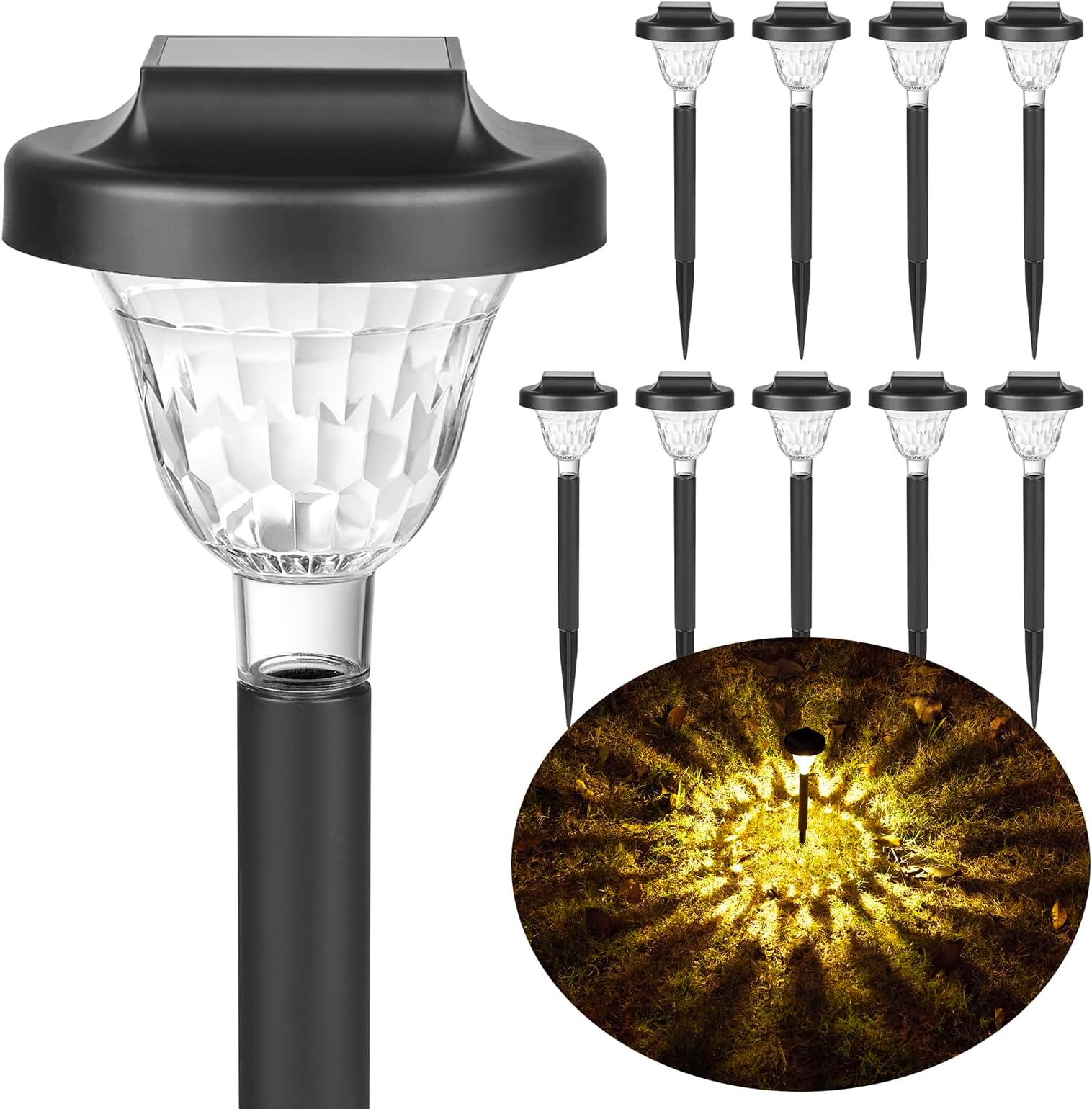 BITPOTT Bright Solar Pathway Lights Outdoor, 8 Pack Solar Powered ...