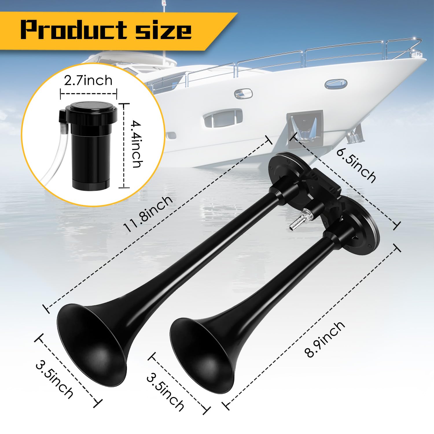 Boat Horn FreeTec 12V Air Horn - 150db Dual Trumpet Train Horn With ...