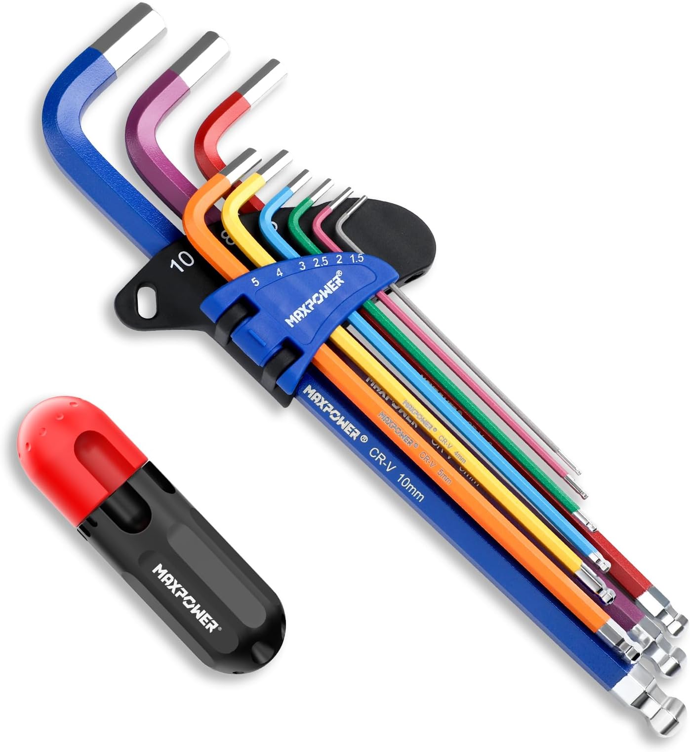 INBUS® 70273 Hex Key Set with Ball End 9pcs 1.5 - 10mm colour coded ...