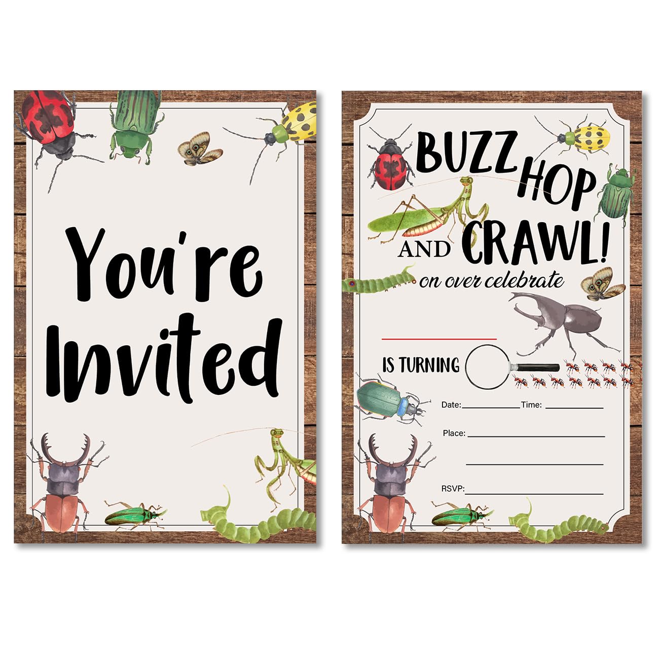 Amazon.com : Soiceu Nature Trail Bugs Birthday Invitations, Outdoor ...
