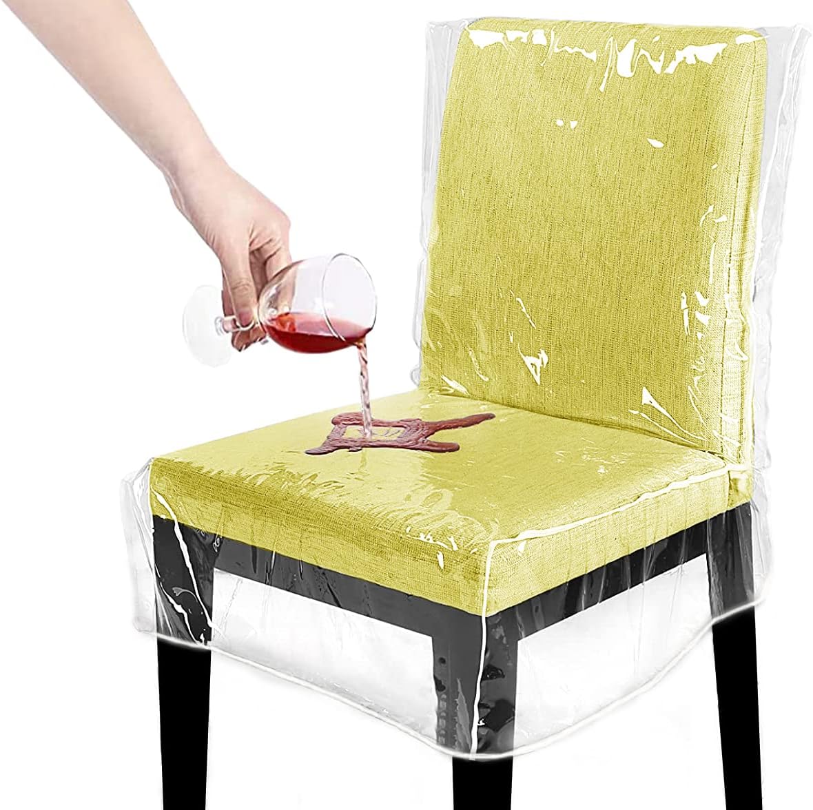 Amazon.com: 4 Pack Plastic Dining Chair Covers, PVC Clear Chair Seat ...
