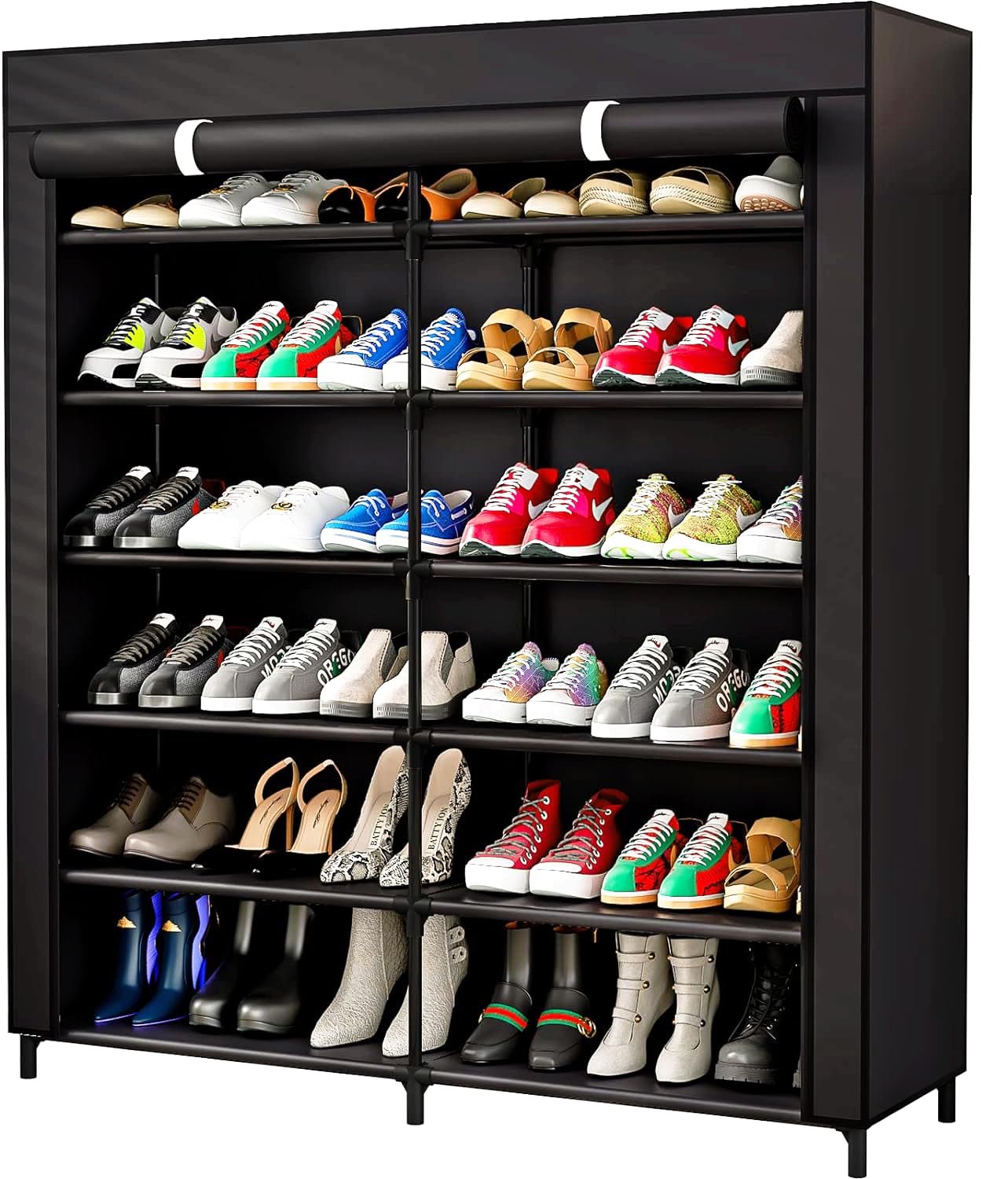 Amazon.com: 7-Tier Shoe Rack Storage Organizer 42 Pairs Portable Double ...