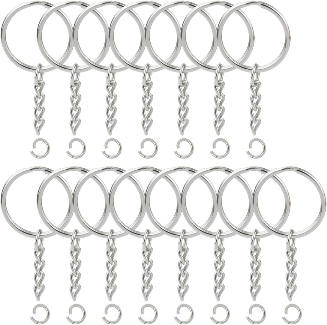 Amazon.com: 100pcs Split Key Ring with Chain, Lystaii Nickel Plated ...