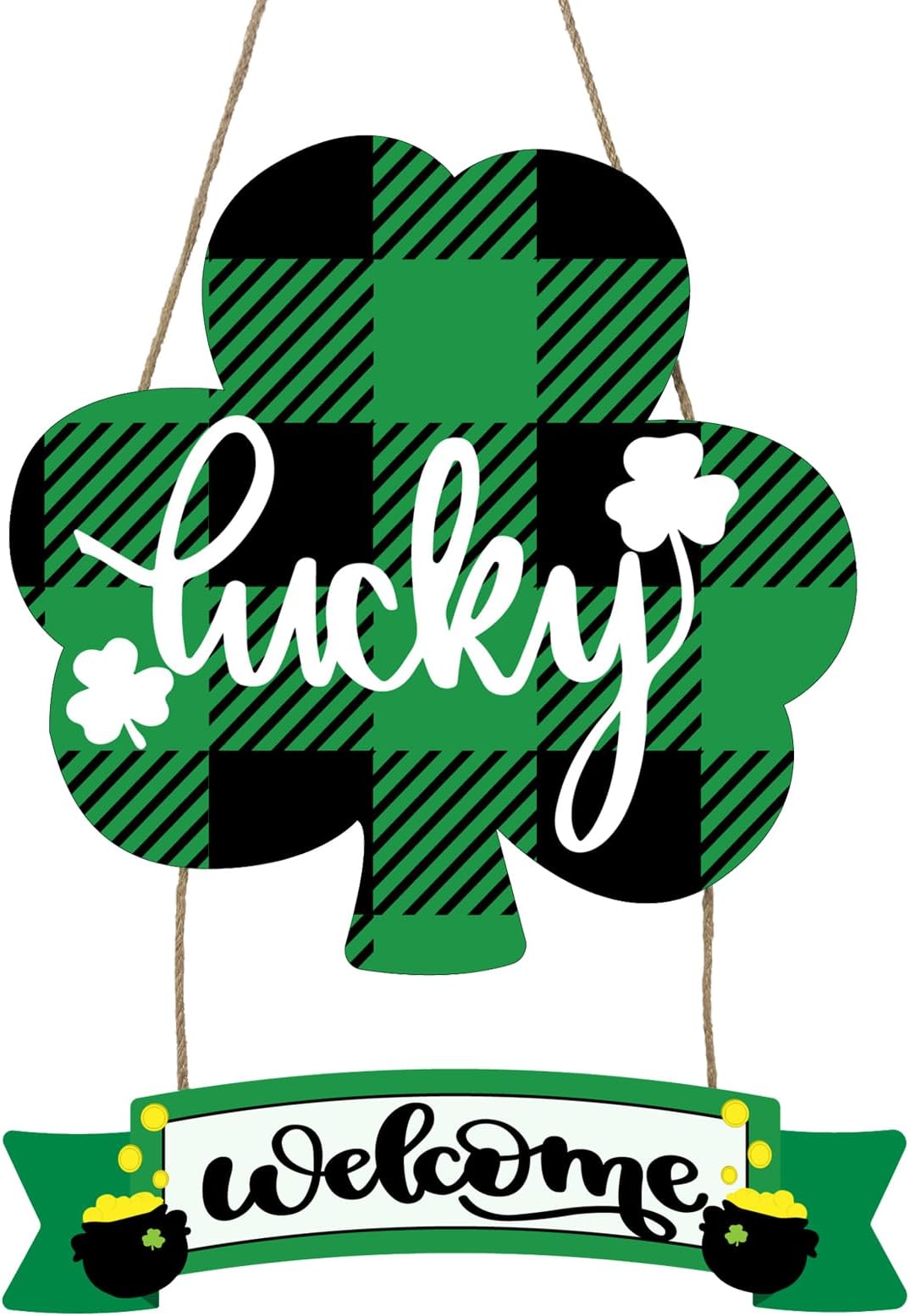 Amazon.com : St Patrick's Day Front Door Sign Wooden Shamrocks Plaque ...