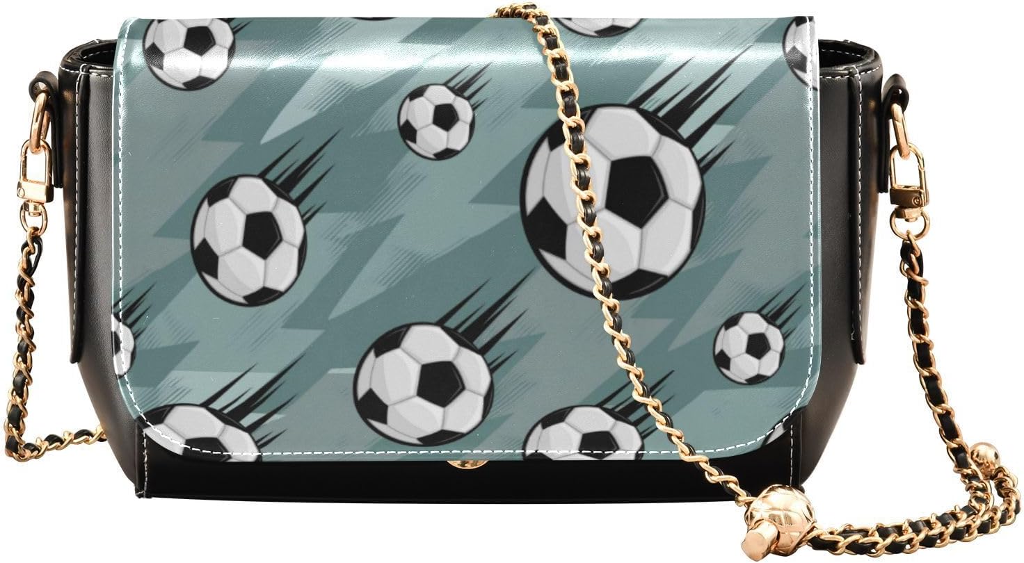 linqin Soccer Ball Black Purse Crossbody Womens Leather Over The ...