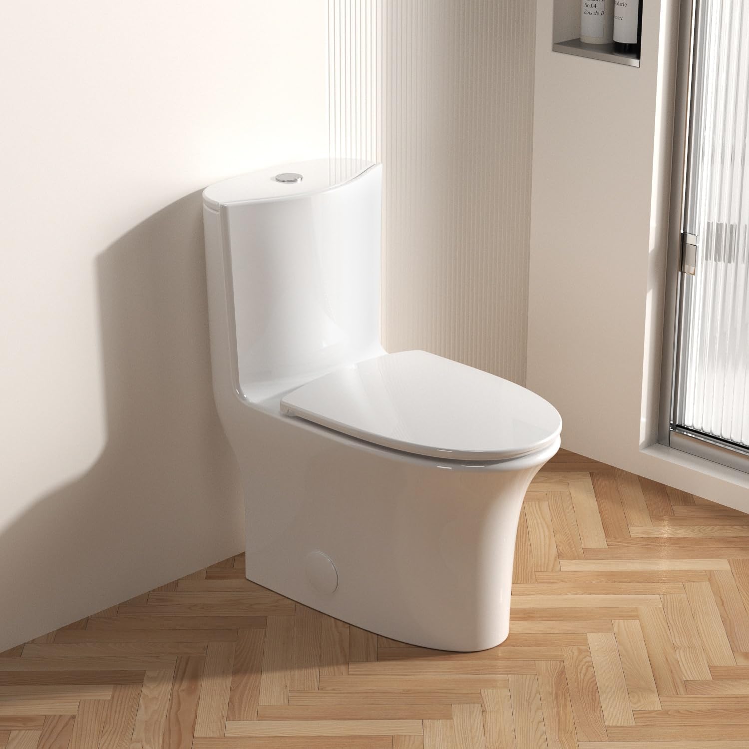 JINGZE Dual Flush Elongated Standard One Piece Toilet for Bathroom ...