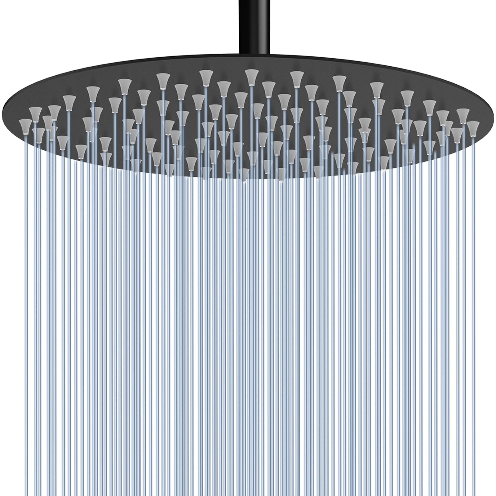 Voolan All Metal Rain Shower Head - High Flow Round Rainfall Showerhead ...