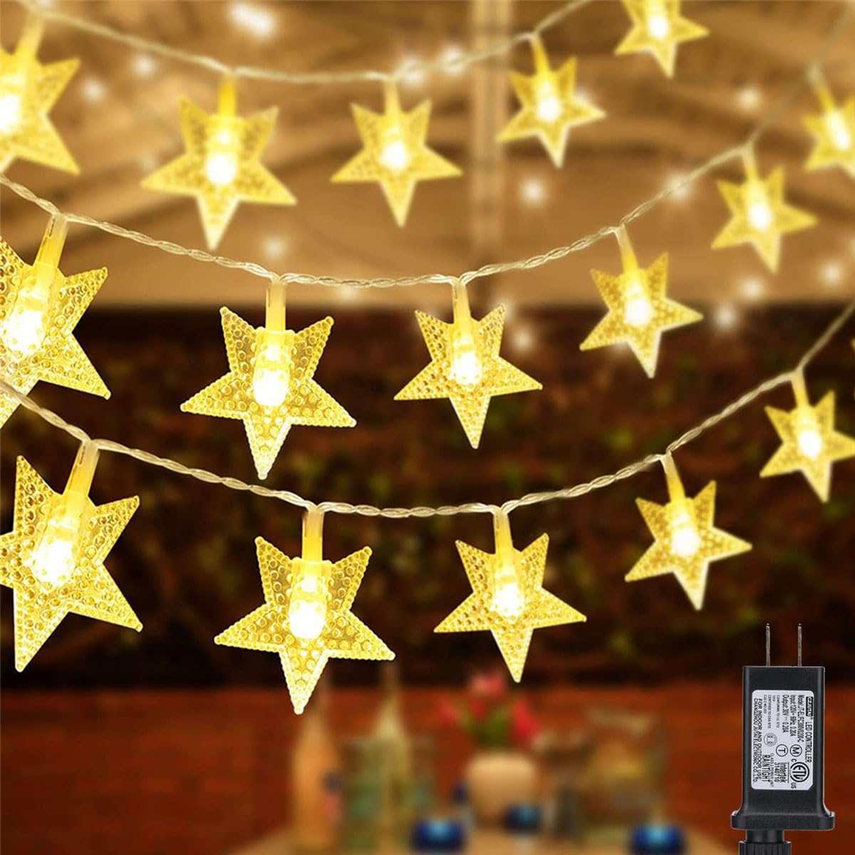 Lyhope Star String Lights, 100 LED 33ft Ramadan Lights Low Voltage ...