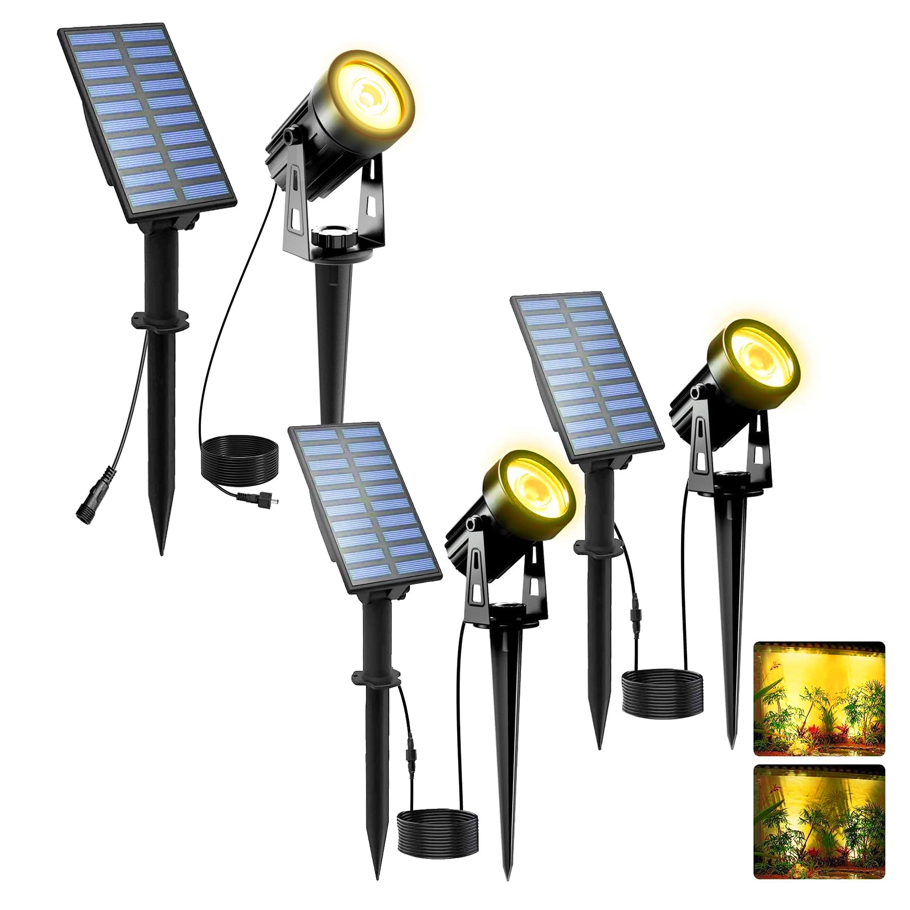 T-SUNUS 3 Pack Solar Landscape Spotlights, IP65 Waterproof Solar Lights ...