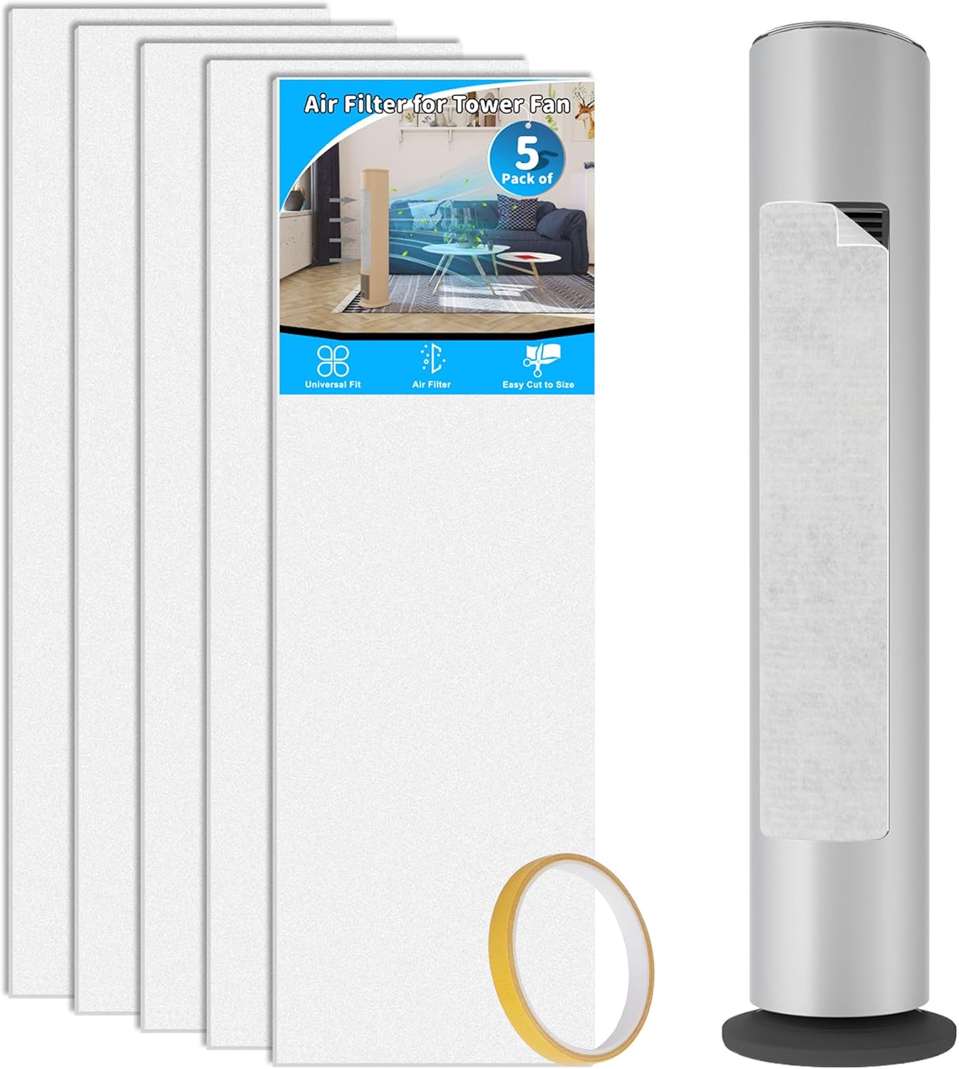 Amazon.com: Air Jade Tower Fan Air Filter, Pack of 5 Air Pre-Filters ...