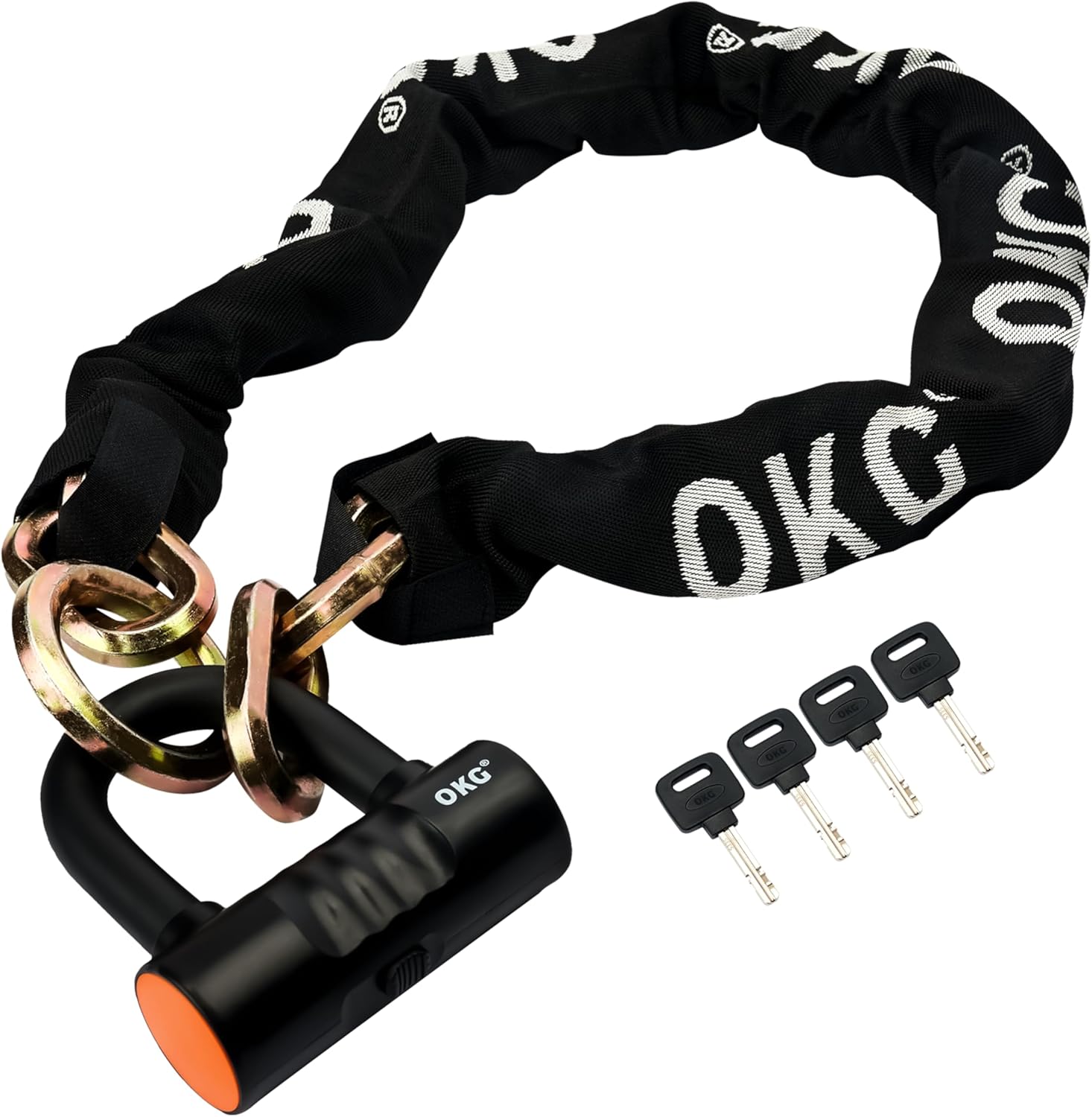 OKG Heavy Duty Chain Lock - 4 Keys, 11lbs, 3.9 ft x 1/2 in (12mm) Thick ...