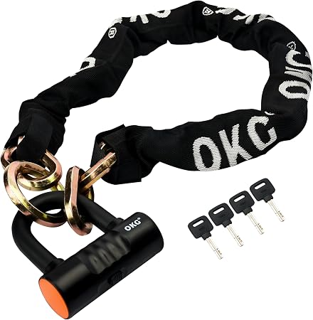 OKG Heavy Duty Chain Lock - 4 Keys, 11lbs, 3.9 ft x 1/2 in (12mm) Thick ...