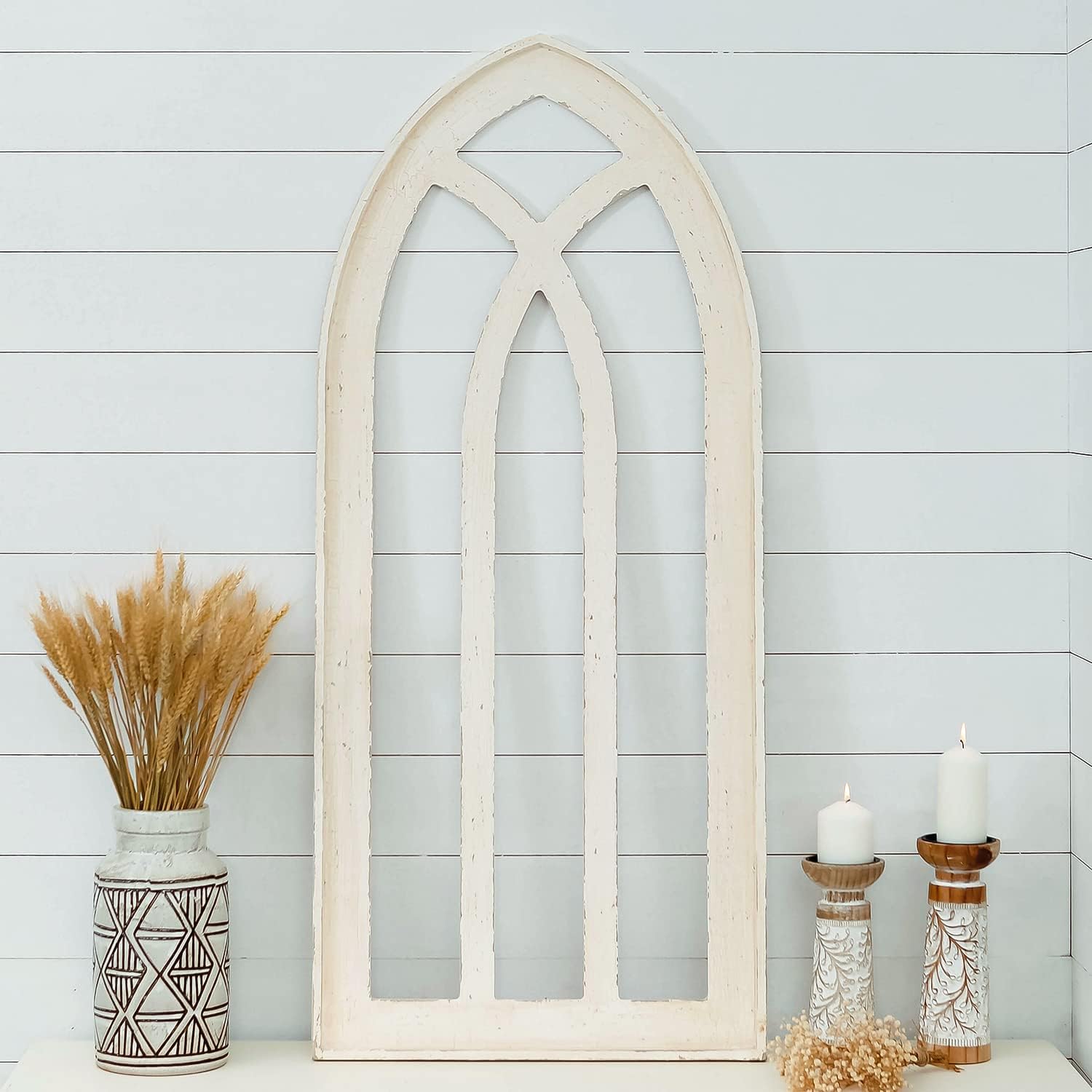 Amazon.com: SOFFEE DESIGN 48in Arch Wooden Fake Window Frame Wall ...