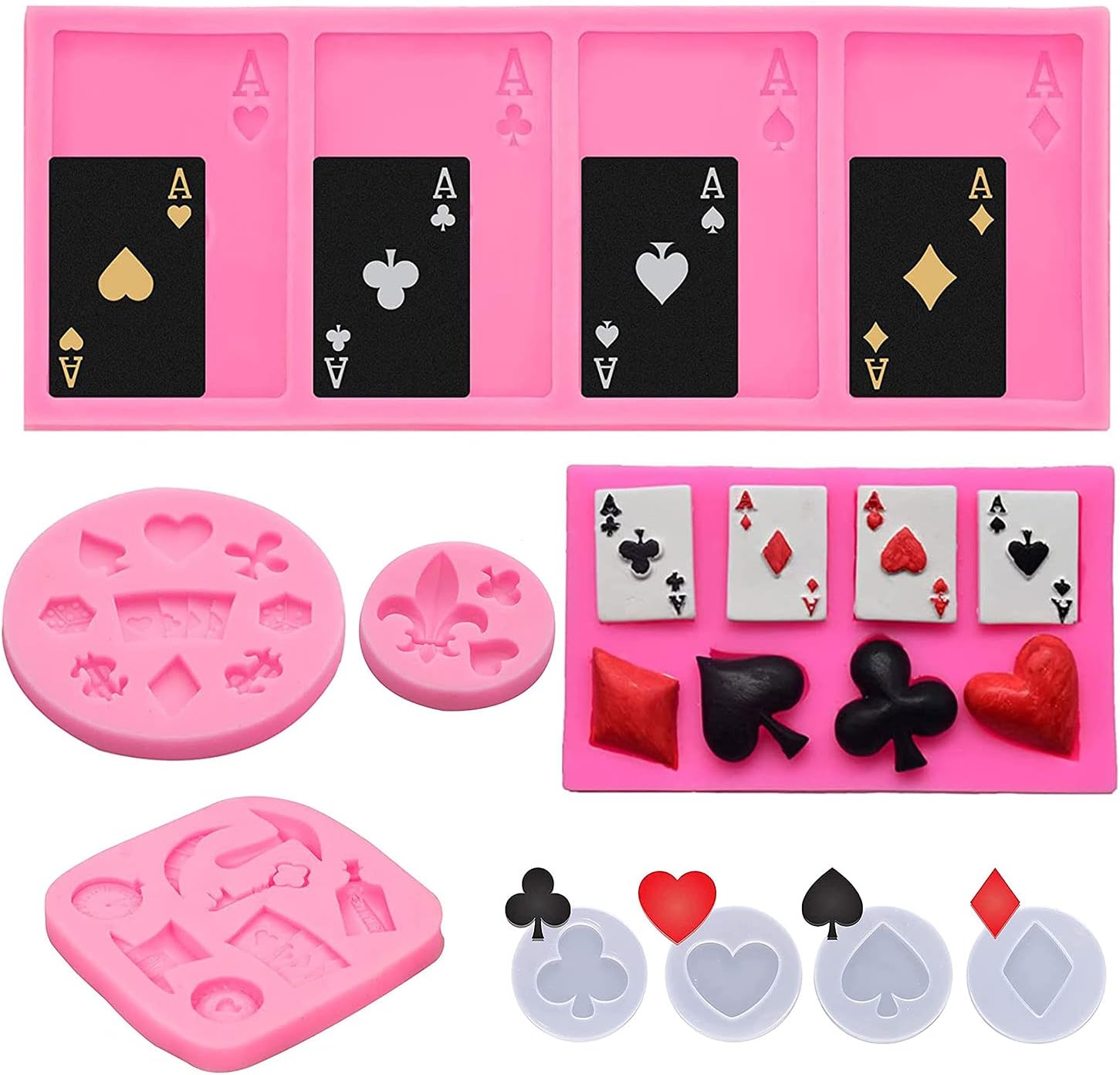 Amazon.com: Smilerain 9 Pieces Poker Cards Candy Mold, DIY Silicone ...