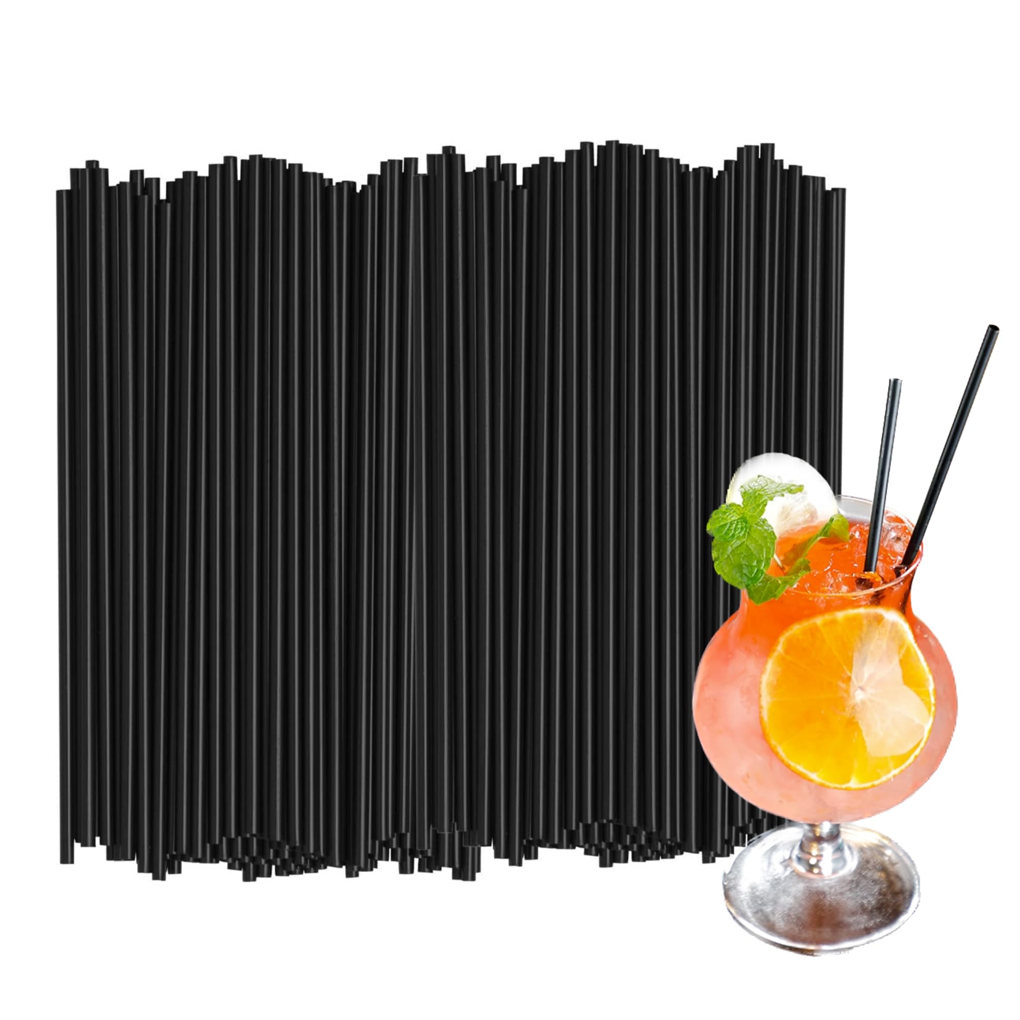 Amazon.com: 500Pcs Black Disposable Straws,8.27’’ Straight Flat Straw,0 ...