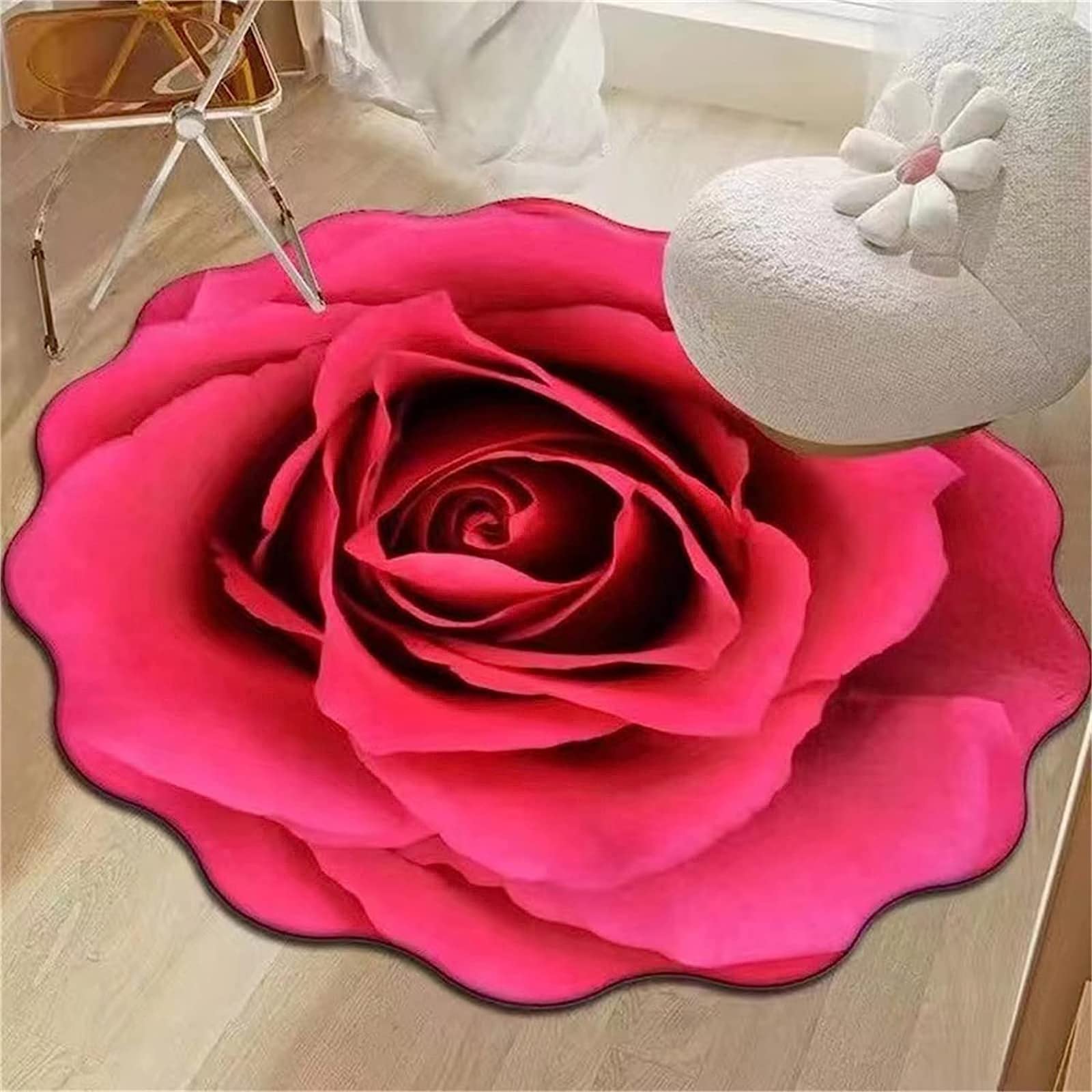 Amazon.com: Rose Flower Shaped Rug 3ft Red Rose Carpet Imitation ...