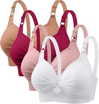 Yxzogd 4 Pack Bras for Women No Underwire Push Up Bralette Everyday ...