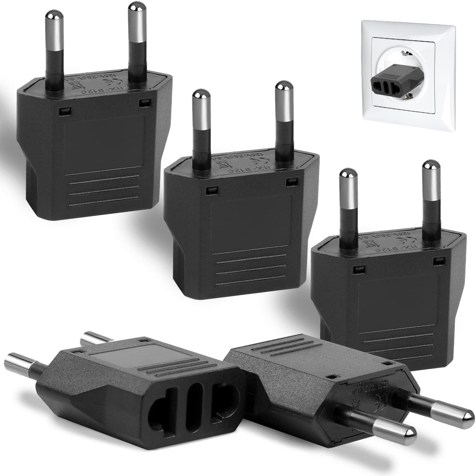 Amazon.com: Ckitze 6-Pack Round American to European Outlet Plug ...