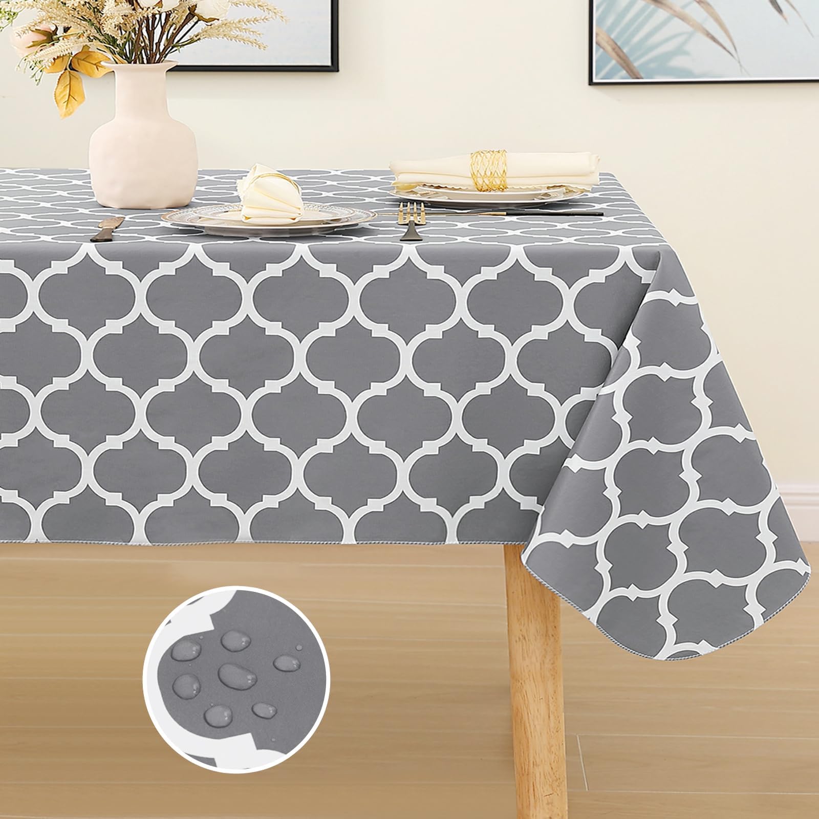 Amazon.com: Red and White Vinyl Table Cloth with Flannel Backing by ...