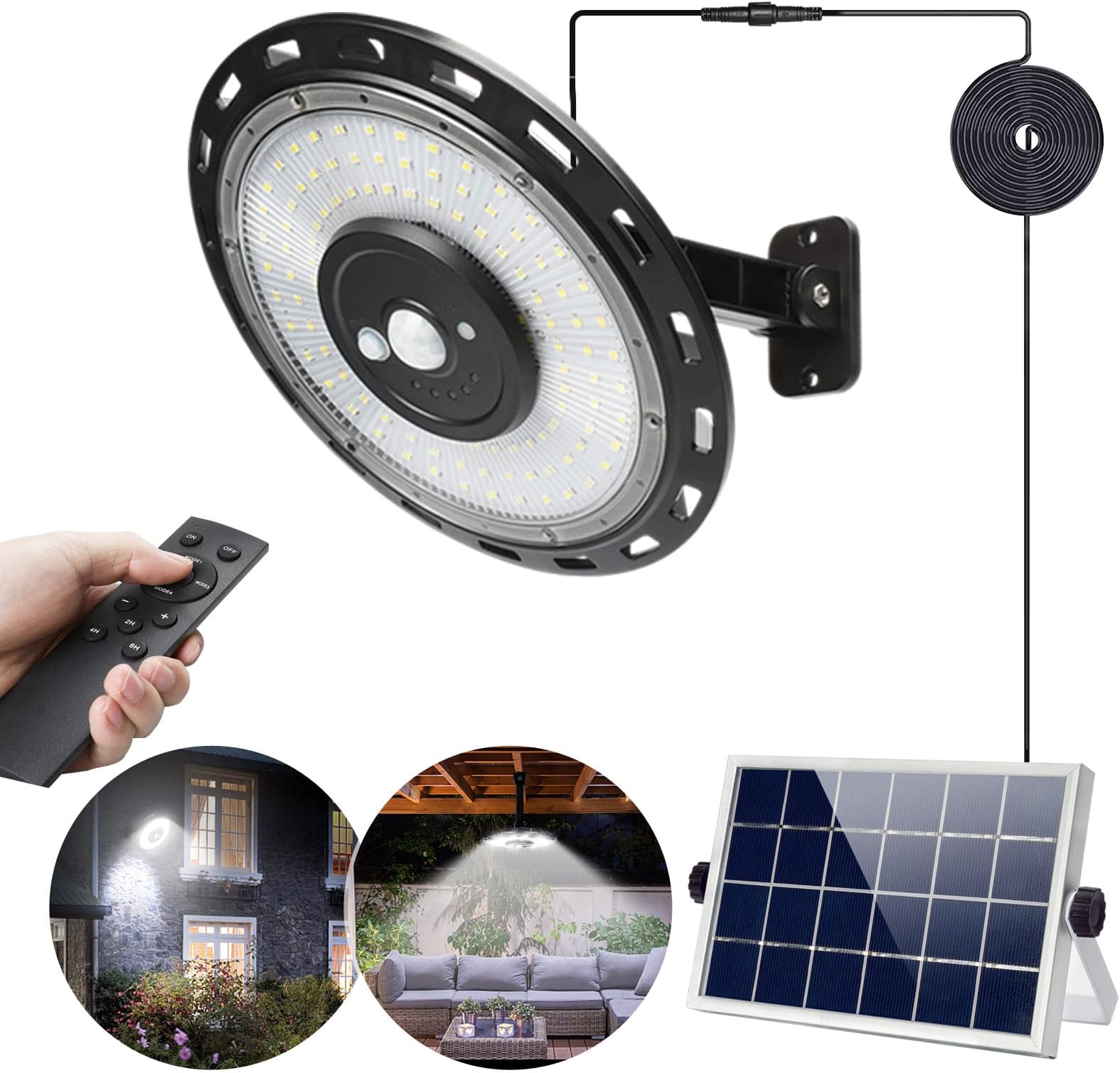 Aigostar Solar Shed Light with Remote Control, 50W Solar Wall Light ...