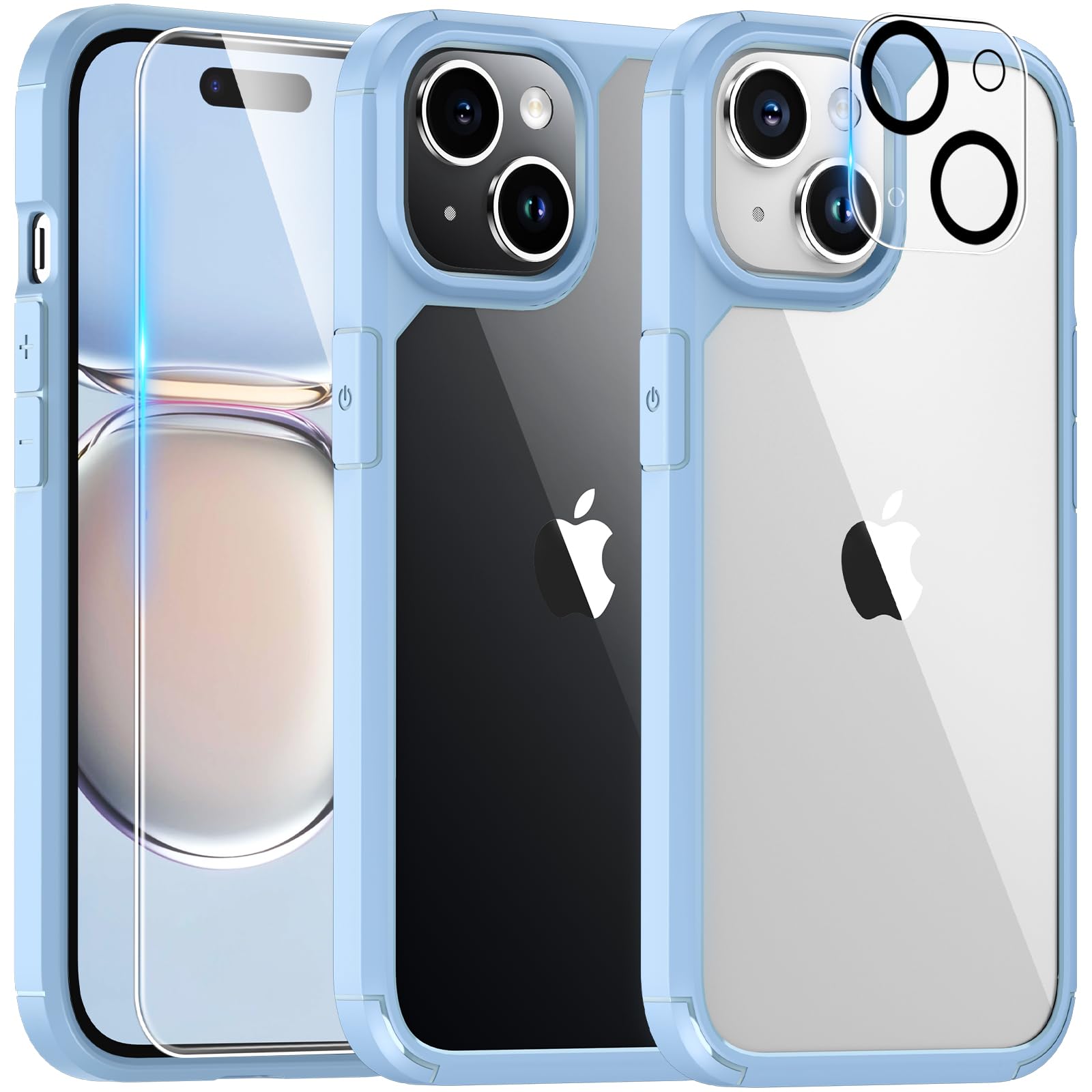 Amazon.com: TAURI for iPhone 15 Plus Case, [5 in 1] 1X Clear Case [Not-Yellowing] with 2X Screen ...