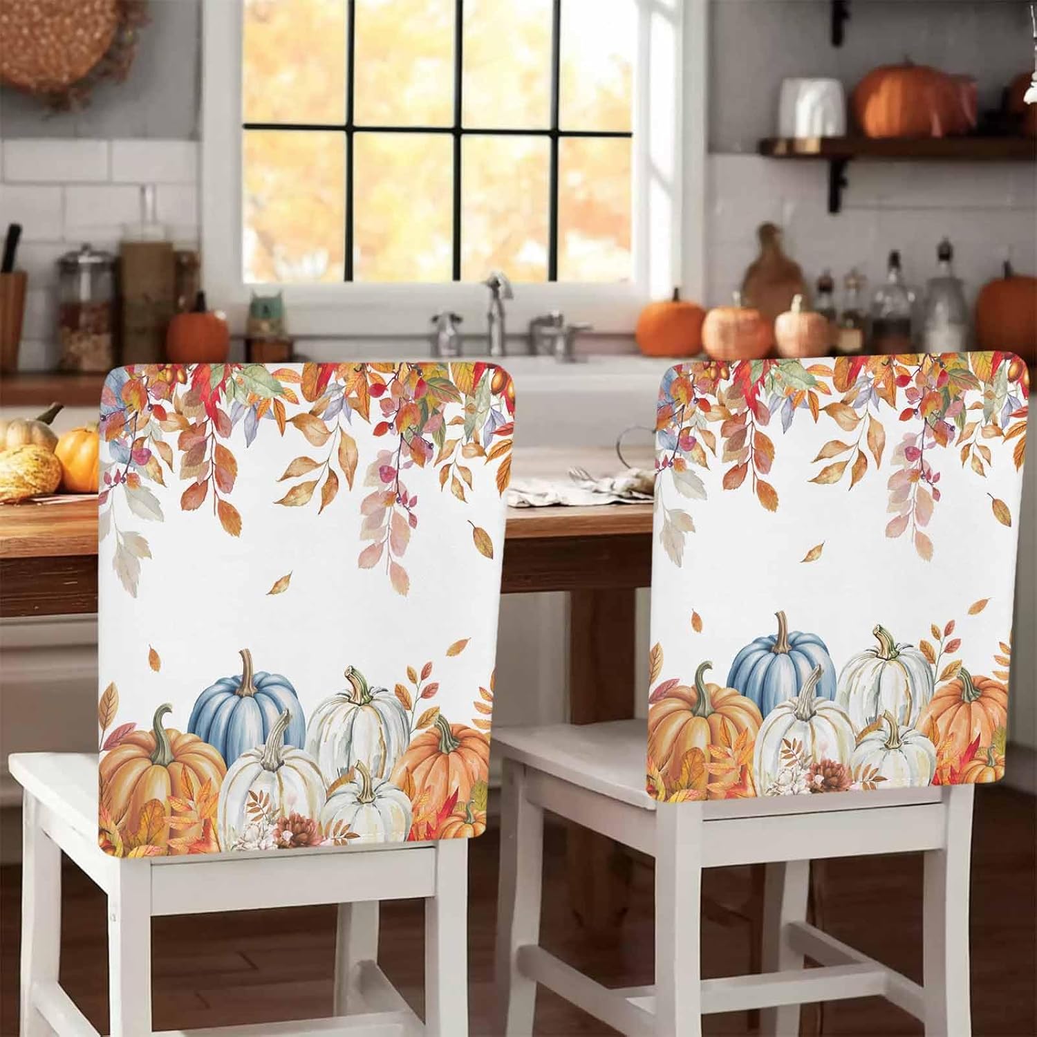 Amazon.com: Fall Chairs Covers Orange Pumpkin Thanksgiving Dining Chair ...