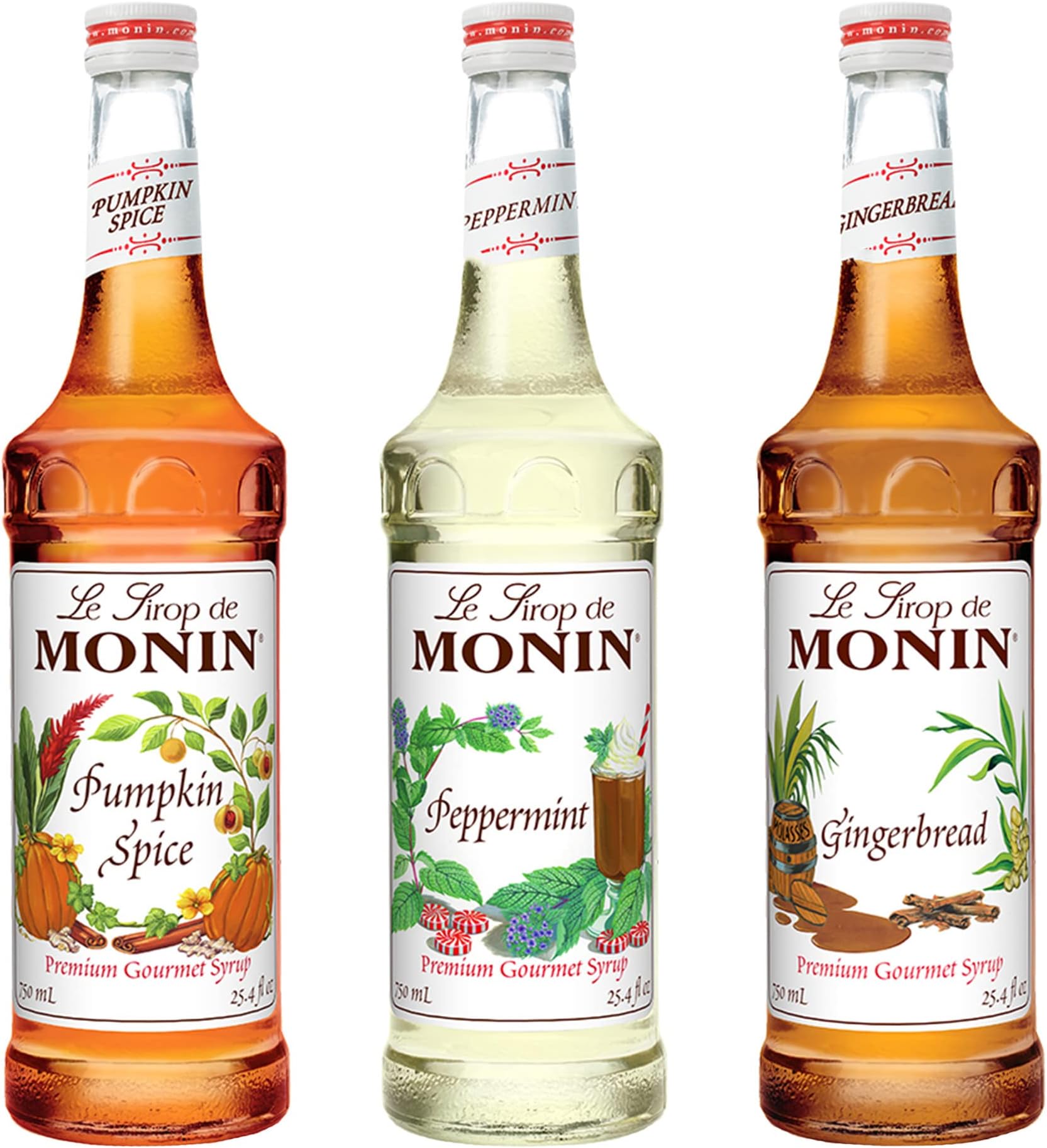 Amazon.com : Monin - 3 Flavor Holiday Gift Set: Gingerbread, Peppermint ...
