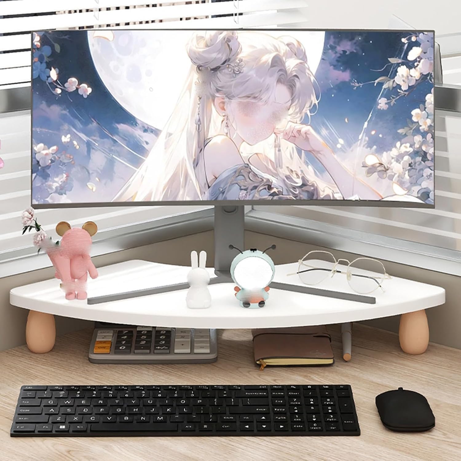 Amazon.com: Corner Monitor Stand Curved Corner Monitor Riser with Solid ...