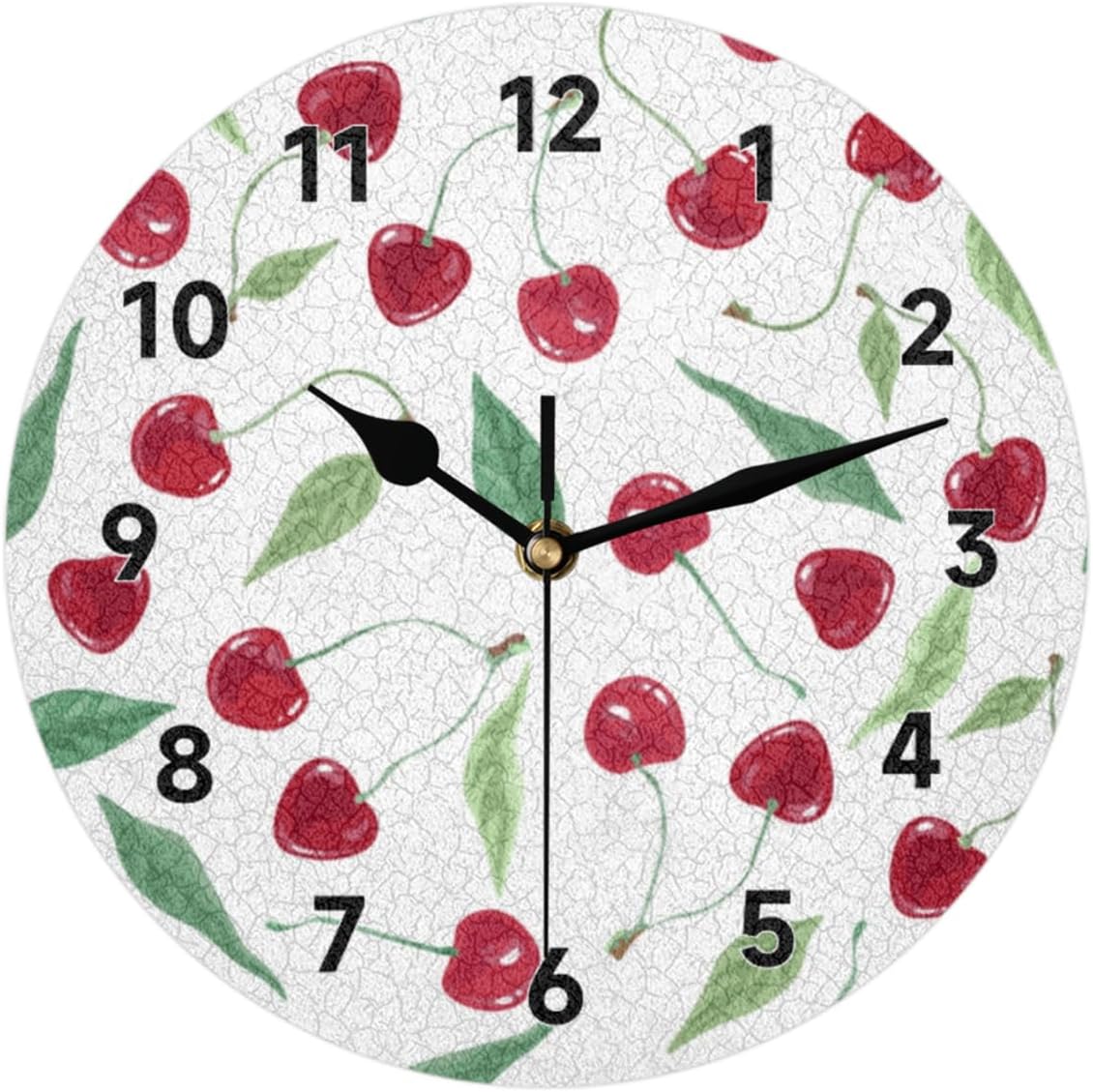 Amazon.com: Mularoka Fruit Cherry Paint Wall Clock 12 Inch Silent Non ...