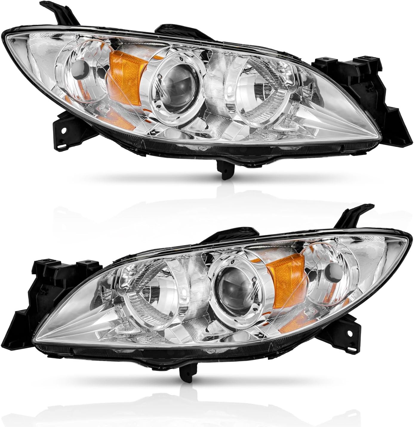 WEELMOTO for 2004-2009 Mazda 3 Sedan Headlights Assembly Compatible ...