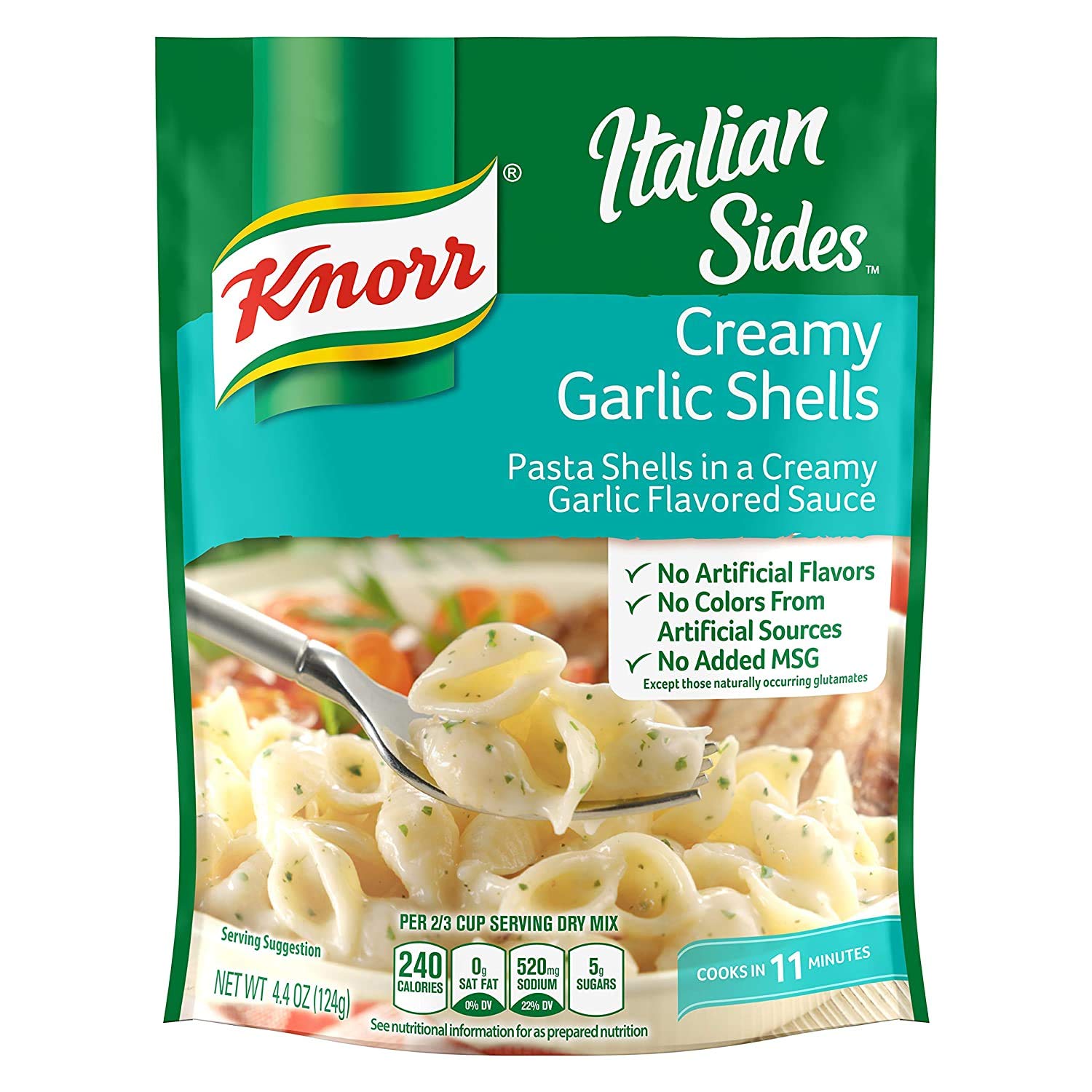 Amazon.com : Knorr Italian Sides - Creamy Garlic Shells 4.4oz (Pack of ...