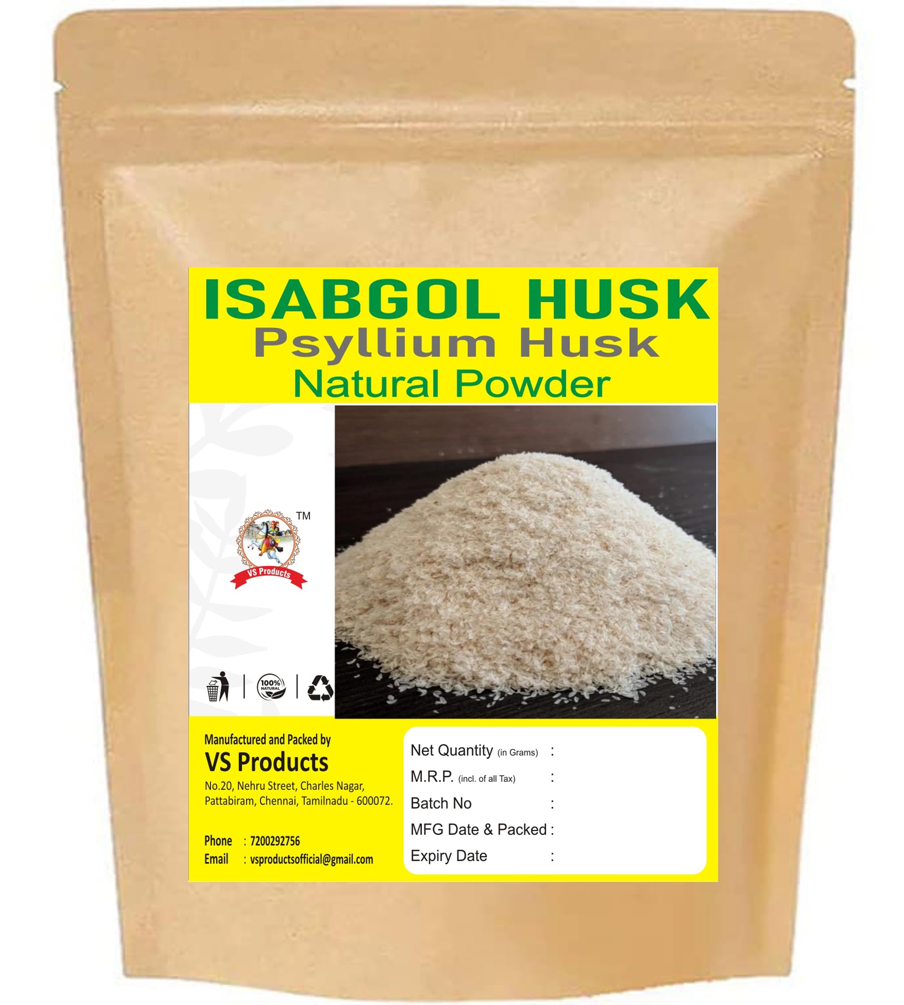 Buy VS Products Isabgol Husk Powder,250g, Psyllium Husk Powder ...