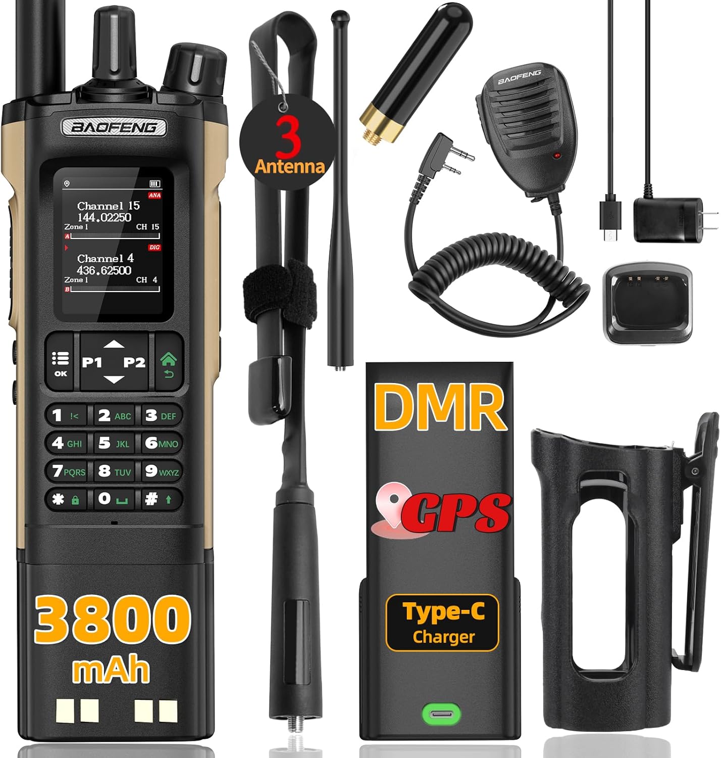 Amazon.com: Radio de jamón Baofeng DM32 DMR Radio portátil recargable Walkie Talkies de largo ...